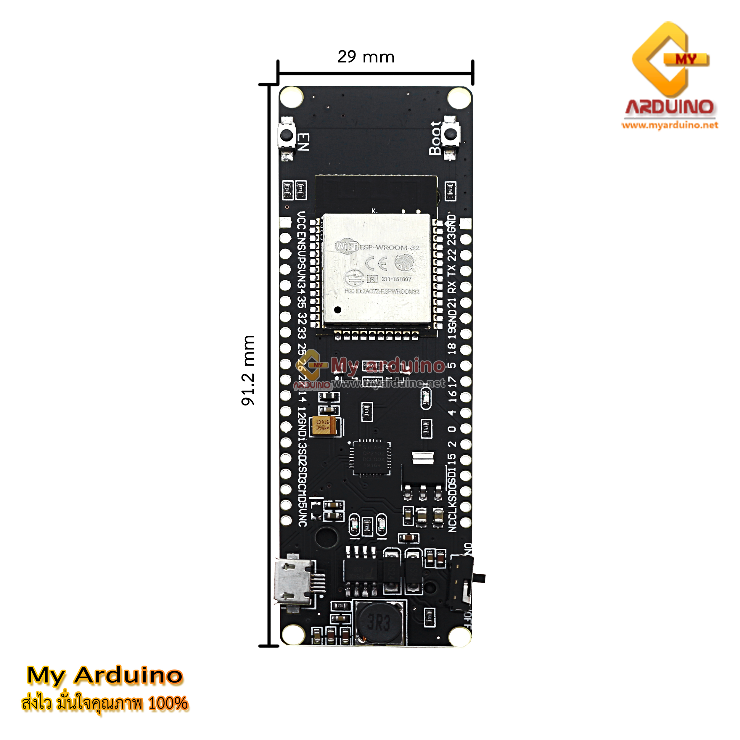 WeMos ESP32 ESP-WROOM-32 + 18650 Battery Socket บอร์ด ESP32 พร้อมวงจรชาร์จแบตในตัว - ขาย Arduino ...