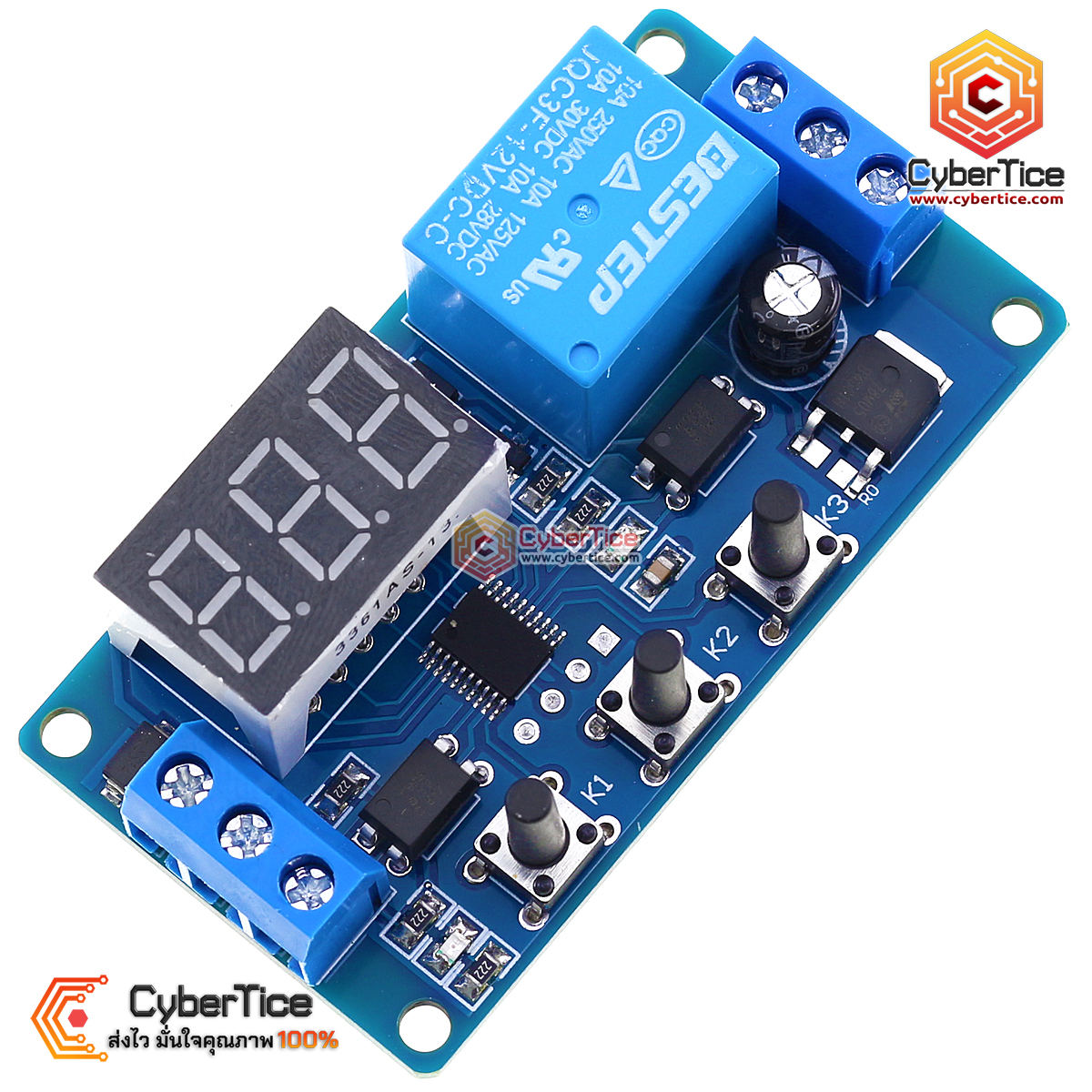 โมดูลรีเลย์หน่วงเวลา 1-way delay relay module trigger delay on/off time cycle timer switch board ...