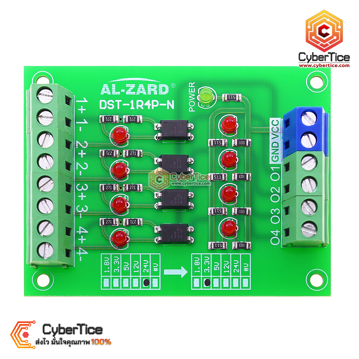 โมดูลแปลงสัญญาณควบคุม 24V to 3.3V 4Bit Signal Level Voltage Converter Board Optocoupler - ขาย ...