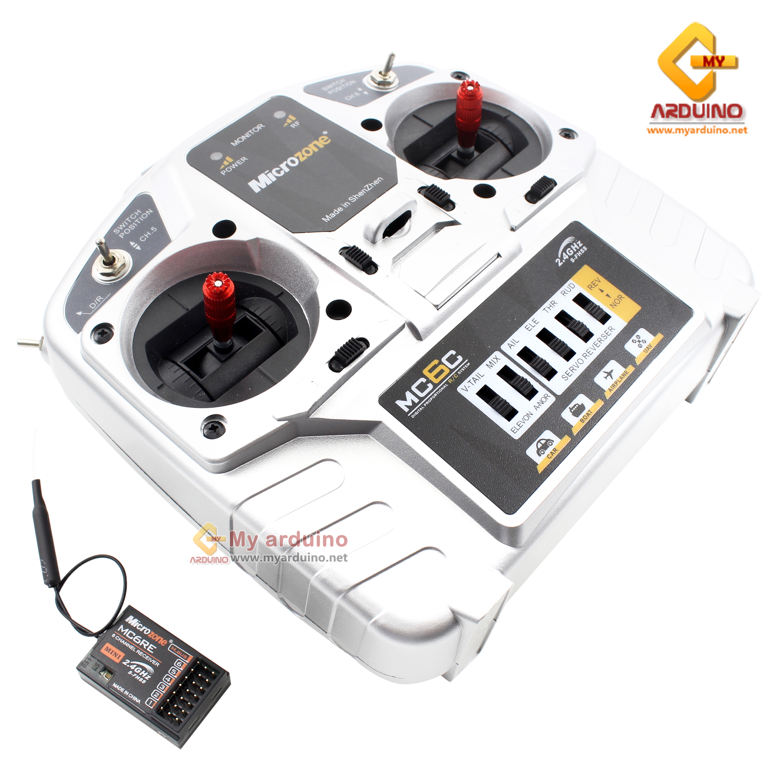 รีโมทบังคับวิทยุระยะไกล MC6C v2 2.4G 6 channel RC Remote Control - ขาย Arduino อุปกรณ์ Arduino ...