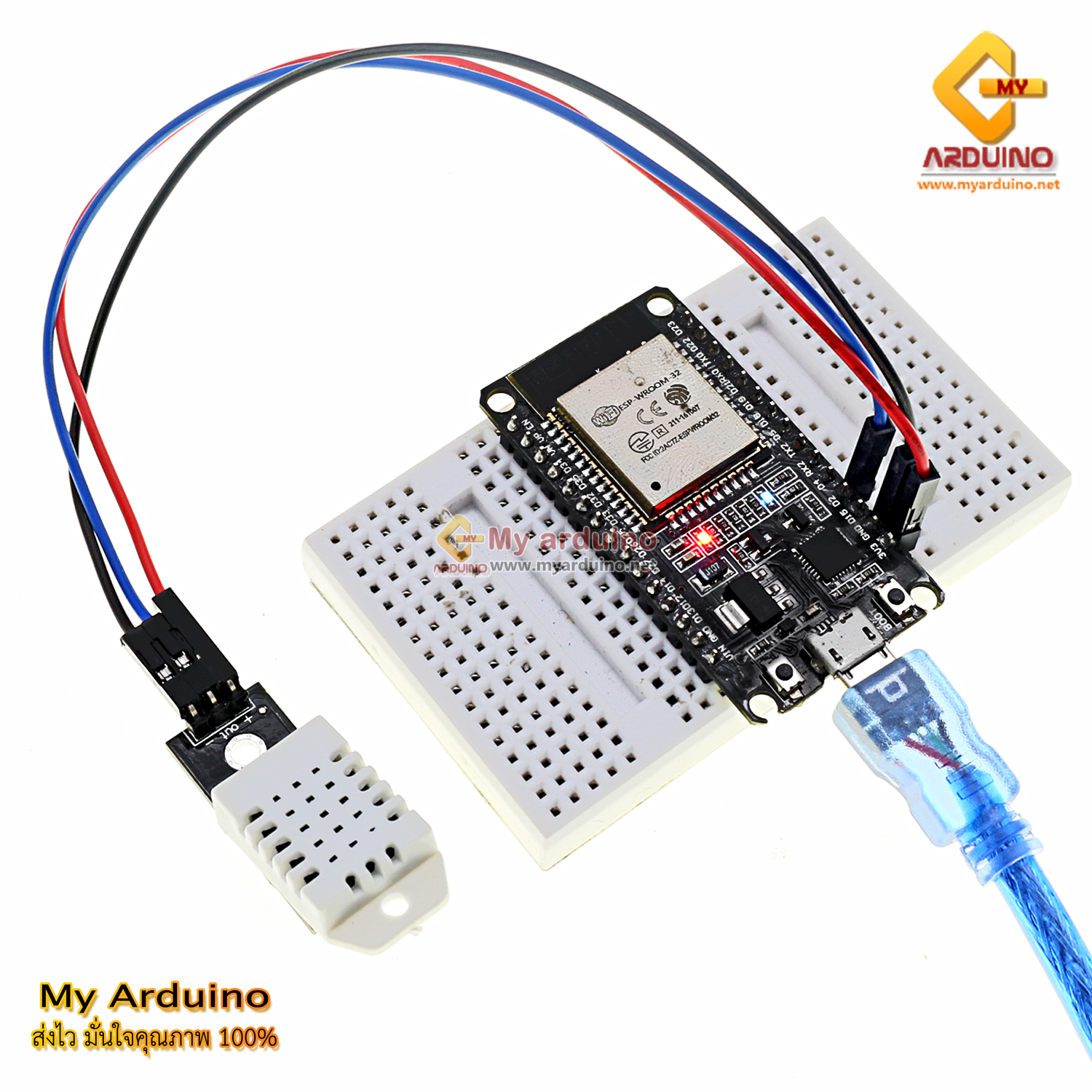 สอนใช้งาน Arduino Esp32 Module โมดูลวัดอุณหภูมิและความชื้น Dht22 ขาย Arduino อุปกรณ์ Arduino