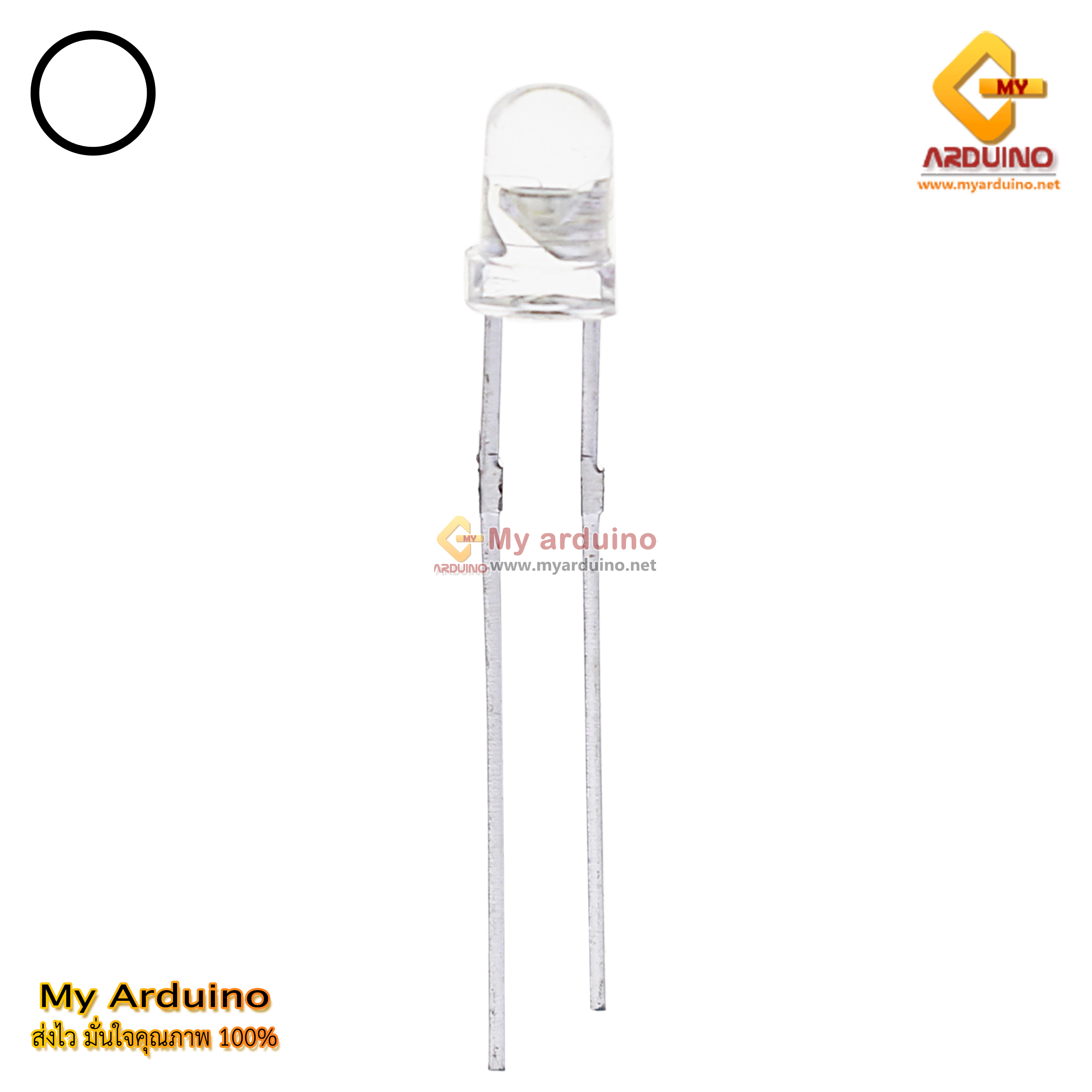 หลอดไฟ Led 3mm หลอดใส สีขาว จำนวน 5 ดวง ขาย Arduino อุปกรณ์ Arduino คุณภาพดี ราคาถูก ส่งไว ส่งฟรี