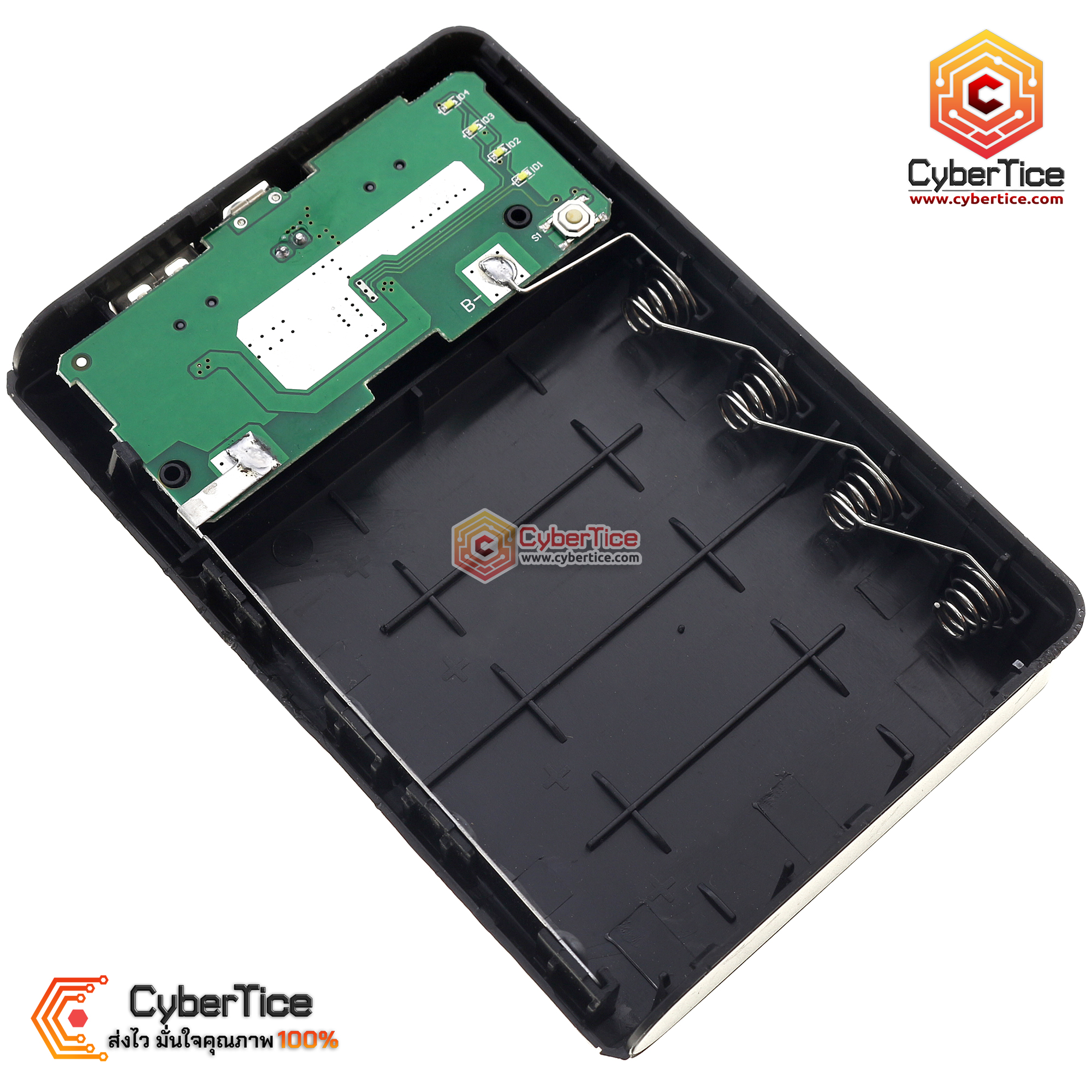 Power Bank แหล่งจ่ายไฟสำหรับ Arduino Esp8266 18650 4 ก้อน พร้อมจอแสดงความจุแบต สีดำ ขาย