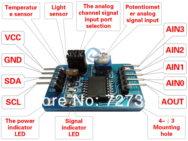 โมดูล PCF8591 บอร์ดขยายขา analog แบบ I2C A/D D/A Converter Module - ขาย ...