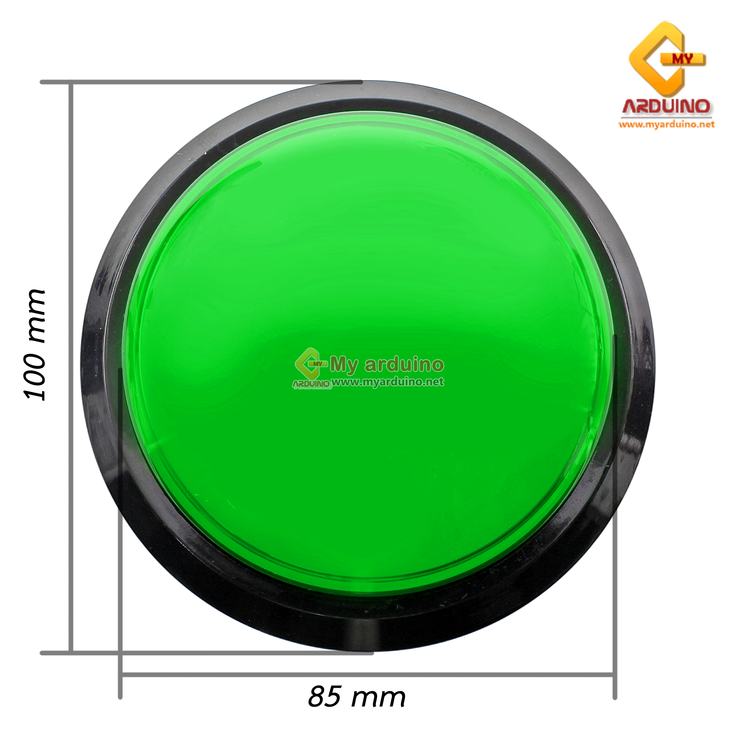 สวิทช์พร้อมปุ่มกดขนาดใหญ่ กดติดปล่อยดับ ปุ่มกดเกม มีไฟ สีเขียว ขนาด 100mm ขาย Arduino อุปกรณ์