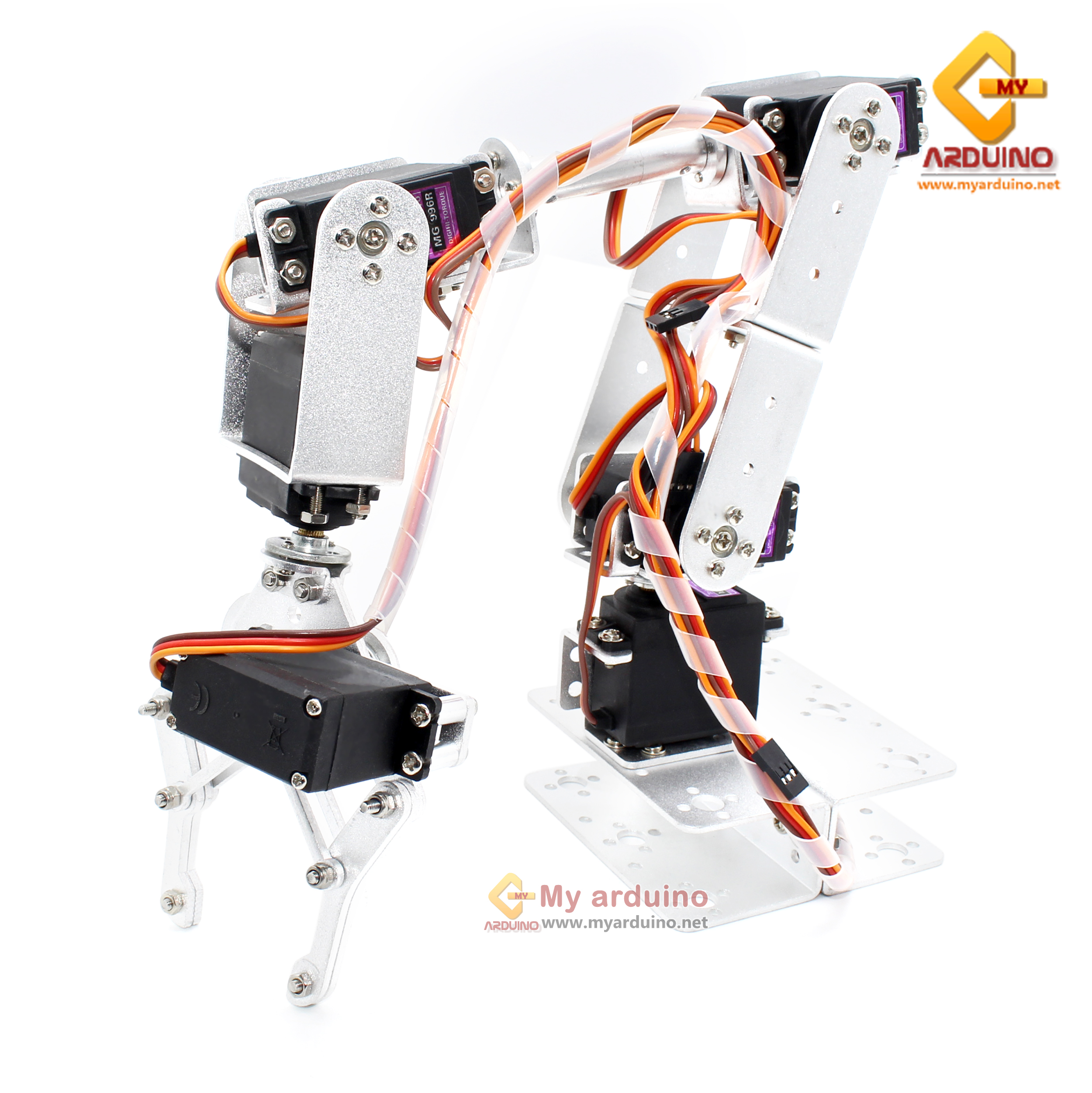 โครงแขนกลหุ่นยนต์ Arm Robot Arduino 6dof สีเงิน โลหะ ขาย Arduino อุปกรณ์ Arduino คุณภาพดี ราคา