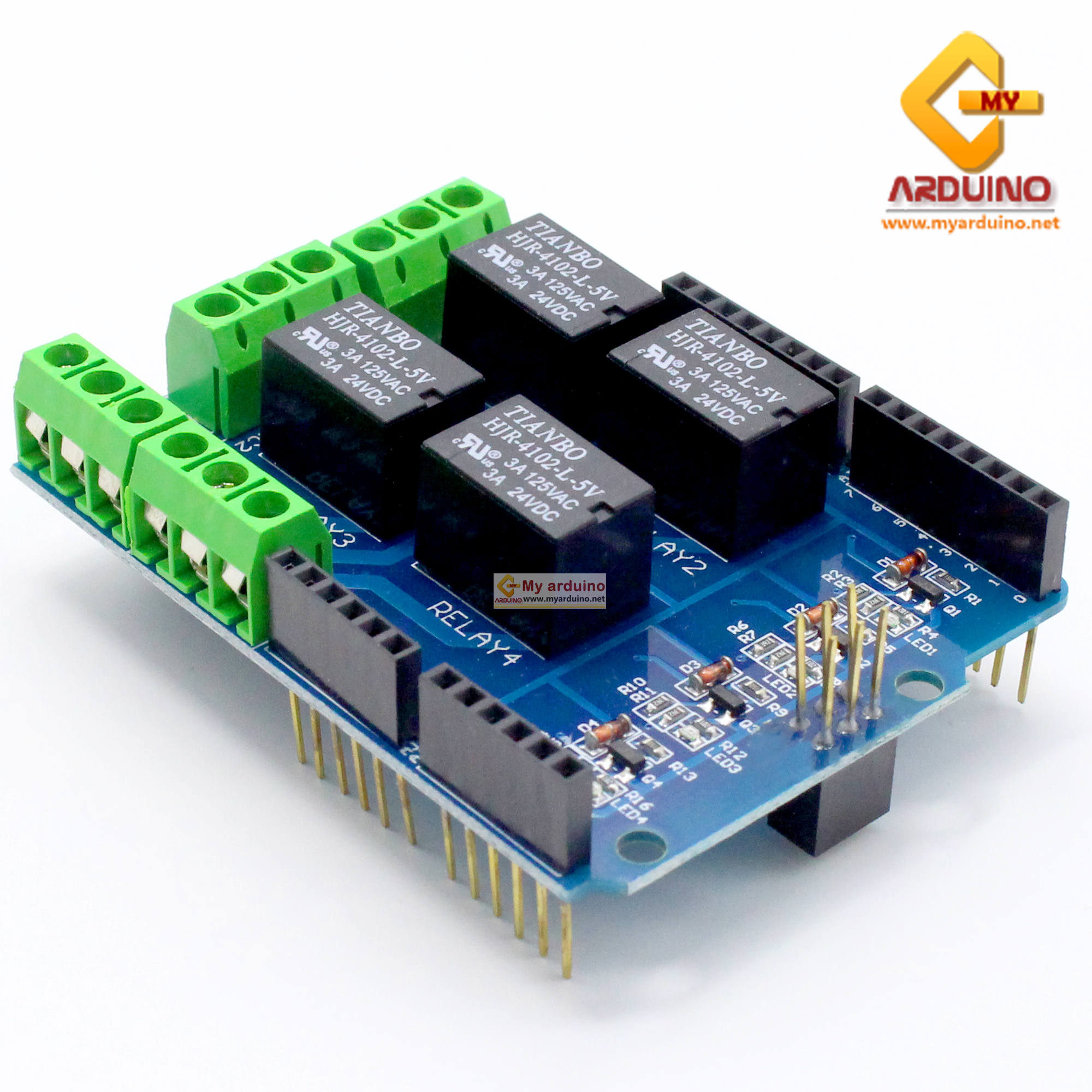 Arduino Relay Shield Module 4 Channel 5V - ขาย Arduino อุปกรณ์ Arduino ...