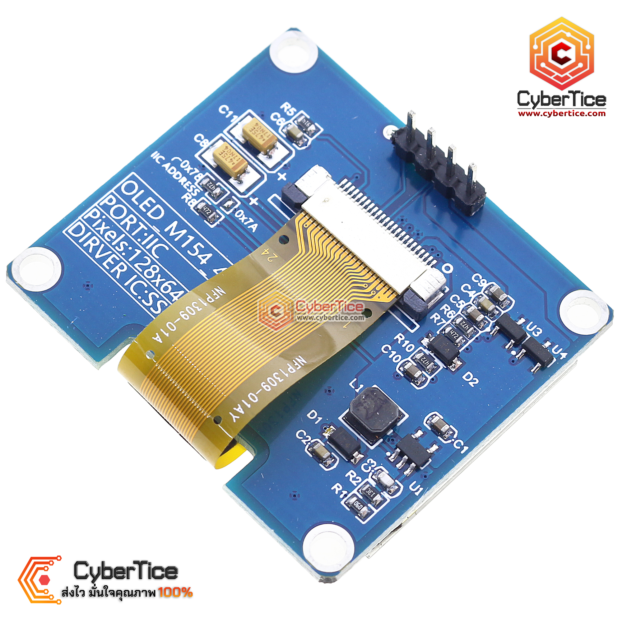 จอแสดงผล Oled 128x64 แบบ I2c Spi ขนาด 154นิ้ว สีขาว Ssd1309 ขาย Arduino อุปกรณ์ Arduino