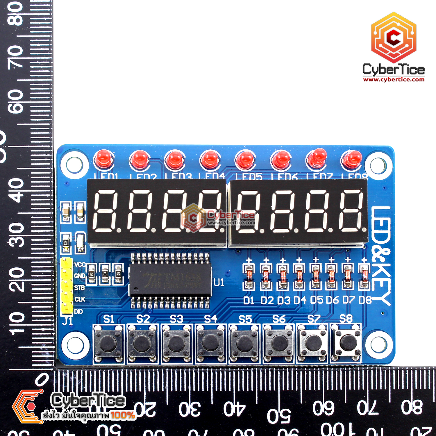 Tm1638 Based Board บอร์ดแสดงผลตัวเลข 8 หลักพร้อม Led และปุ่มกด ขาย Arduino อุปกรณ์ Arduino