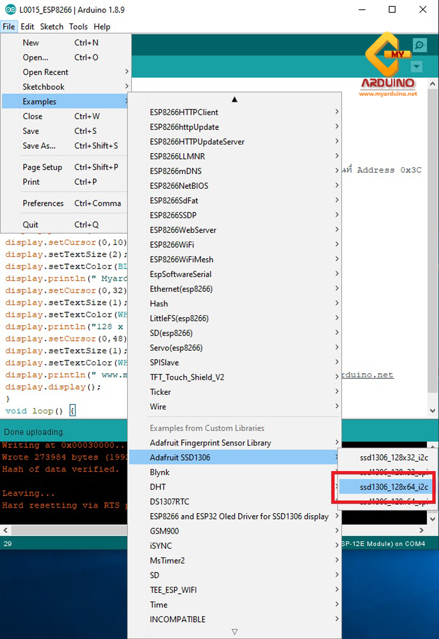 สอนใช้งาน ESP8266 จอแสดงผล OLED 128x64 แบบ I2C - ขาย Arduino อุปกรณ์ ...
