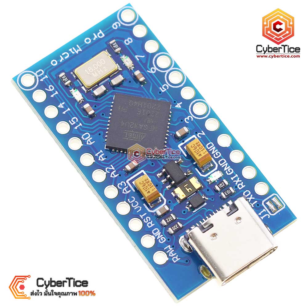 Arduino Leonardo Pro Micro ATmega32U4 5V/16MHz พร้อม PIN Header Type-C ...