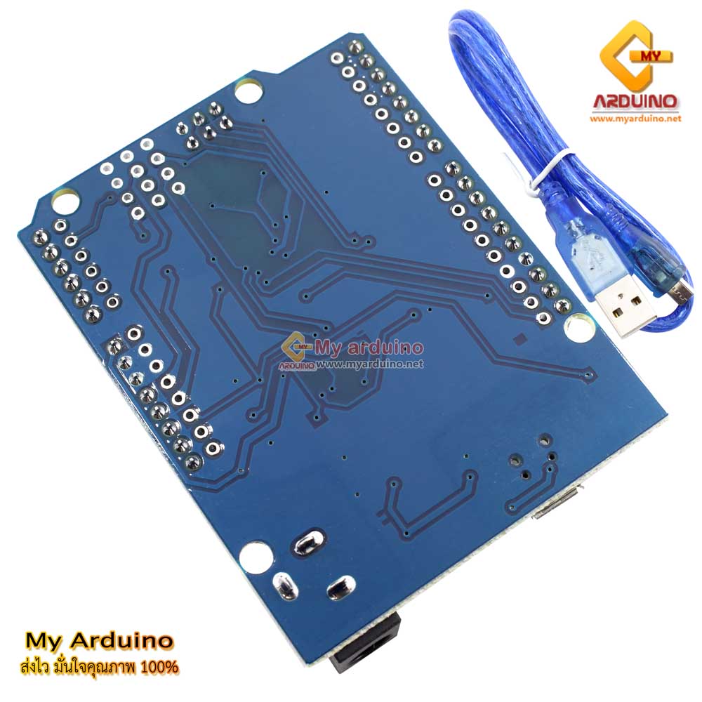 Arduino Uno R3 Atmega328p แบบ Smd Micro เพิ่มพอร์ทขยายขา พร้อมสาย Micro Usb 50cm ขาย Arduino