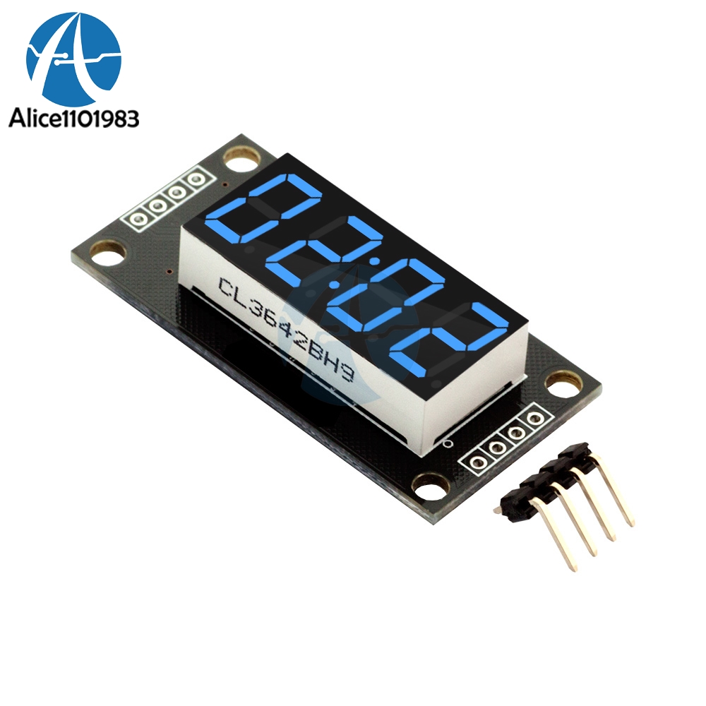 โมดูลแสดงค่าตัวเลข 4 หลัก จุดนาฬิกา 036 Tm1637 Driver สีน้ำเงิน ขาย Arduino อุปกรณ์ Arduino