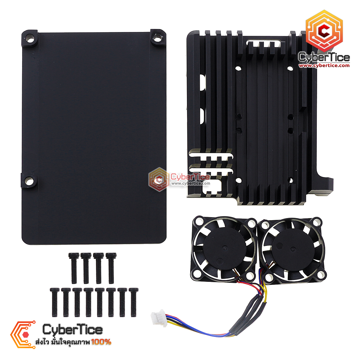 Raspberry pi 5 Aluminum Case Box Dual Cooling Fan Heat Sink - ขาย ...