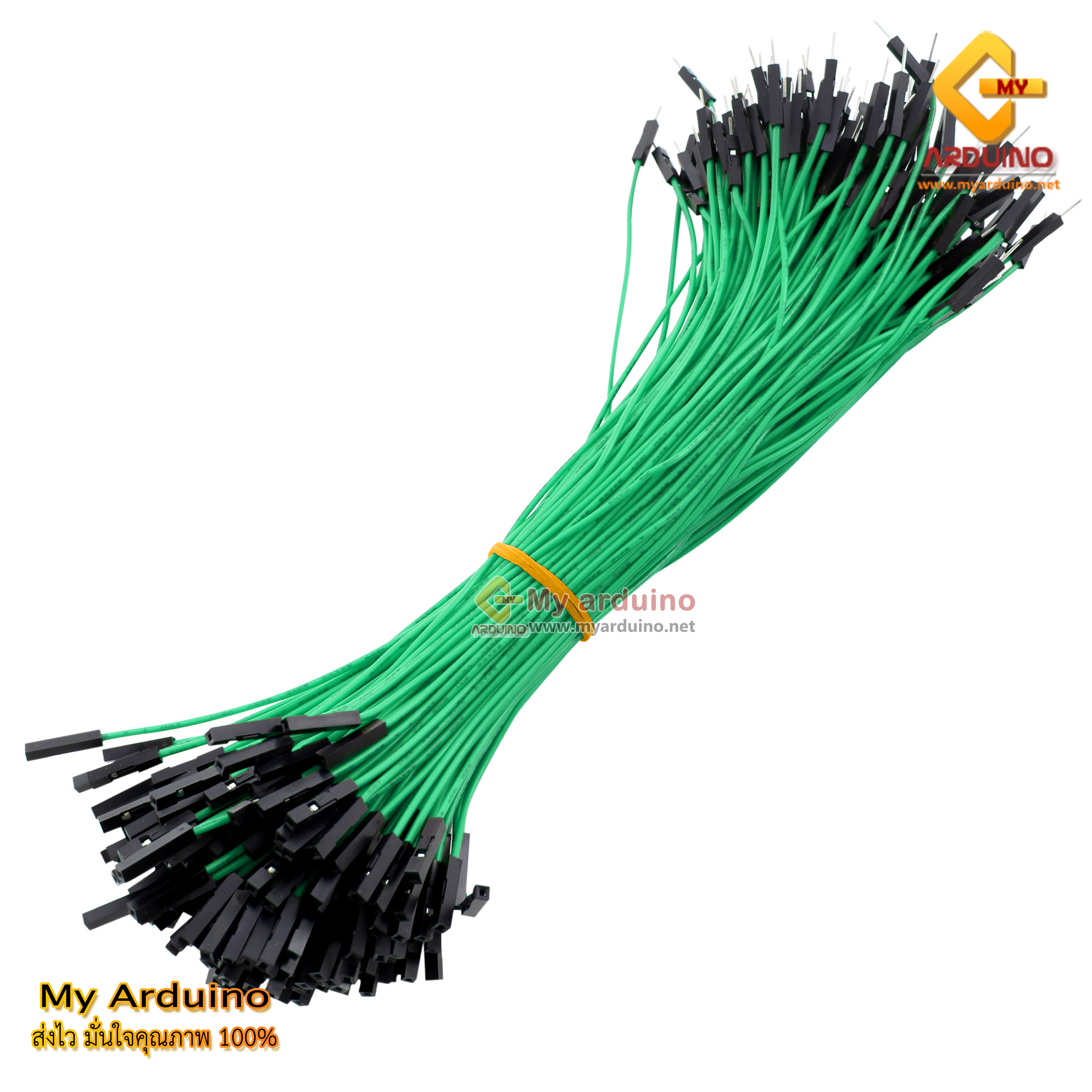 สายไฟจัมเปอร์ 20cm ผู้ เมีย สีเขียว จำนวน 10 เส้น หนาพิเศษ 24awg ขาย Arduino อุปกรณ์ Arduino