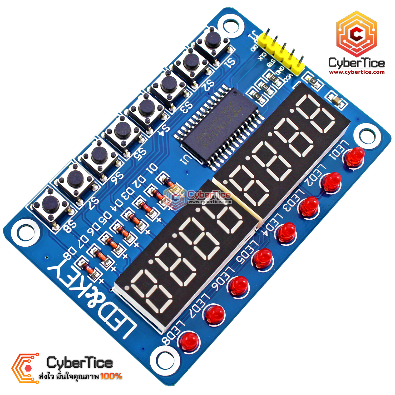 Tm1638 Based Board บอร์ดแสดงผลตัวเลข 8 หลักพร้อม Led และปุ่มกด ขาย Arduino อุปกรณ์ Arduino