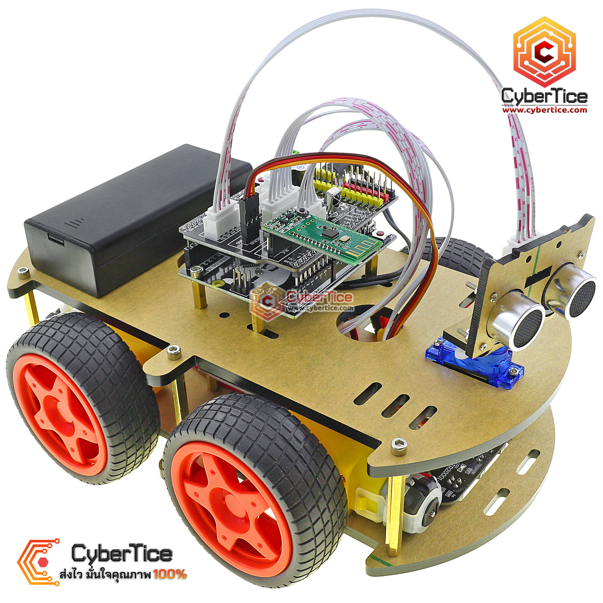 ชุดรถหุ่นยนต์เดินตามเส้นหลบหลีกสิ่งกีดขวาง ควบคุมผ่านมือถือ ZYC0039 4WD Uno R3 smart robot ...