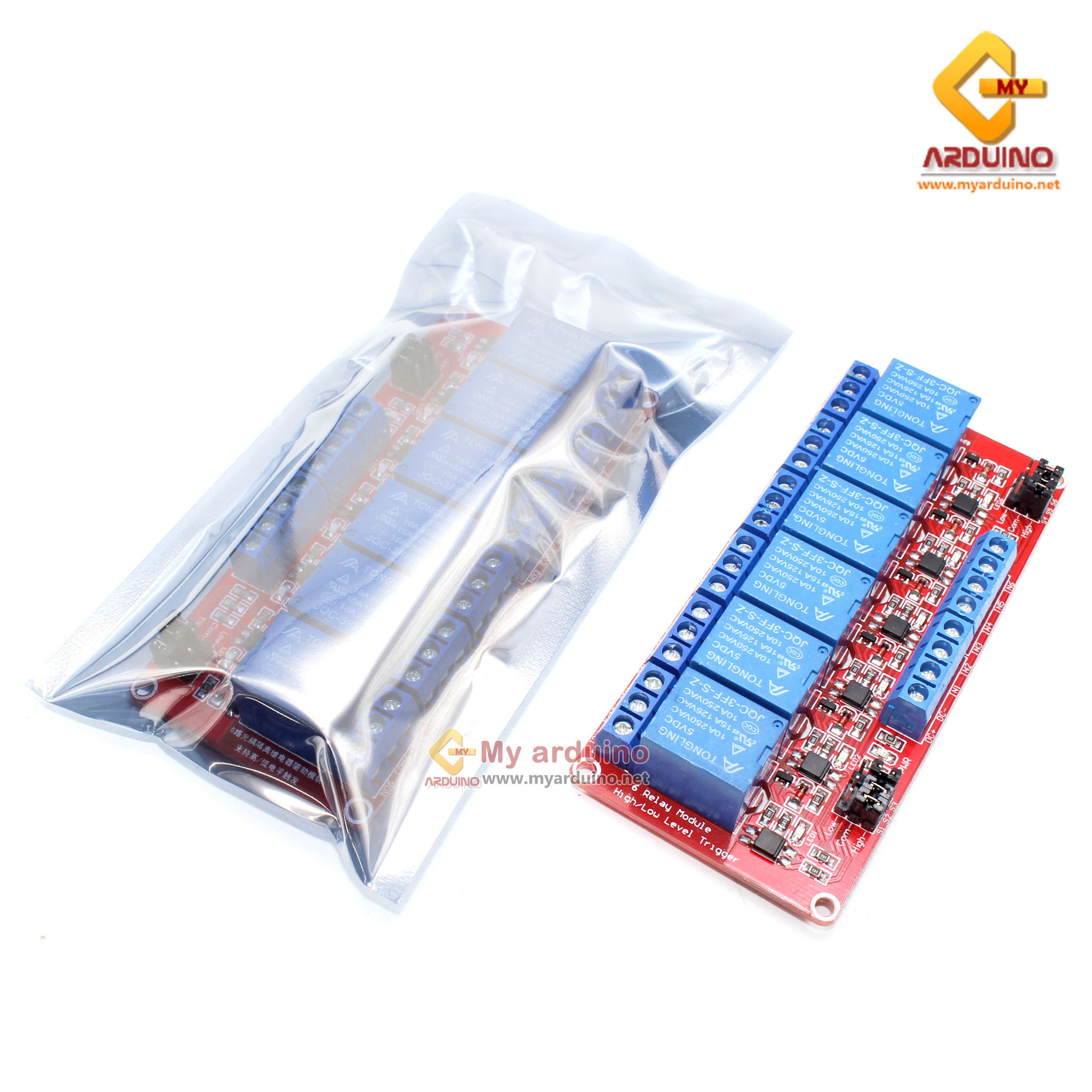 บอร์ด Relay 5V 6ช่อง Arduino Relay Module 5V 6 Channel isolation High ...