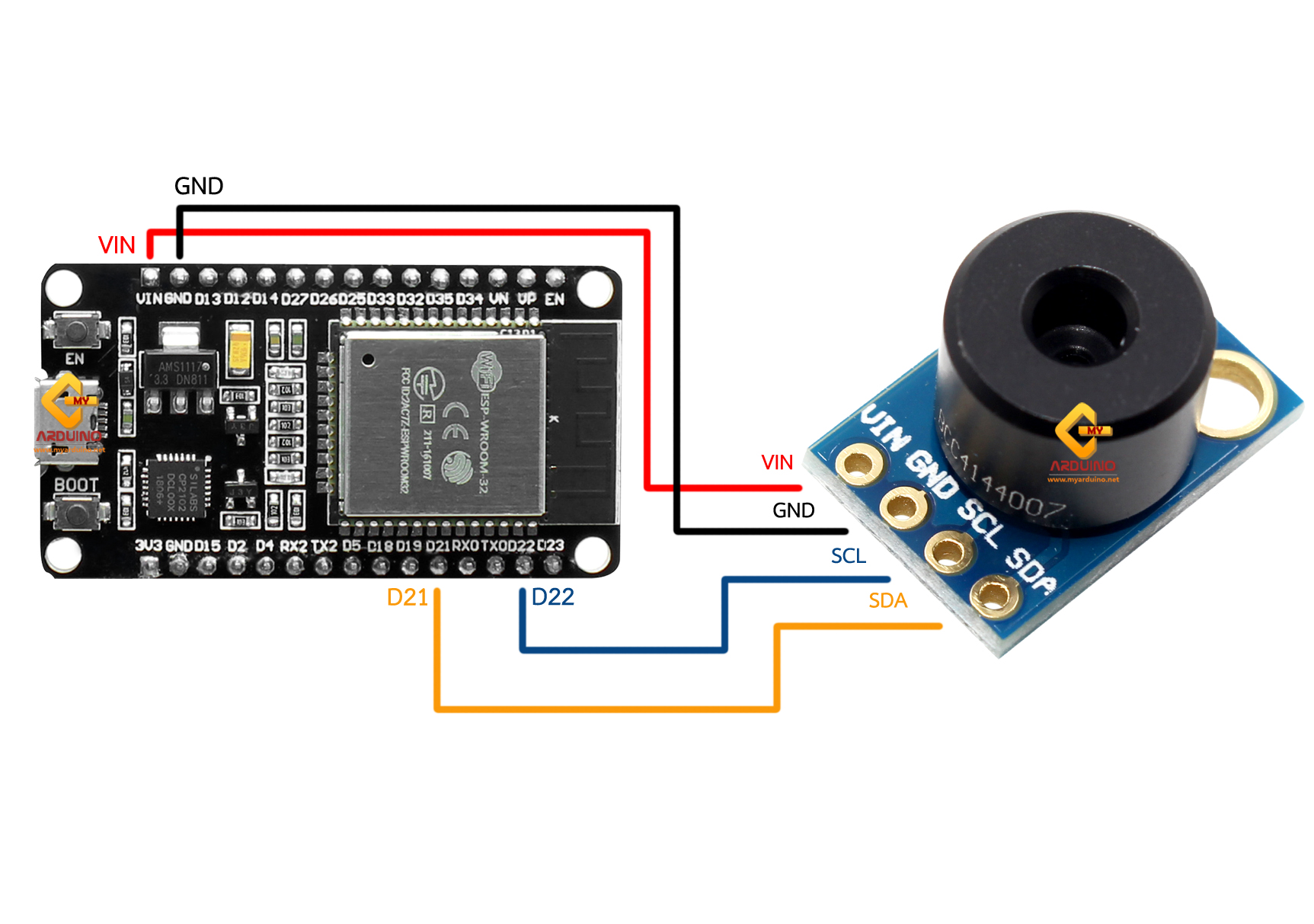 สอนใช้งาน ESP32 GY-906-BCC MLX90614 เซ็นเซอร์วัดอุณหภูมิแบบไร้สัมผัส - ขาย Arduino อุปกรณ์ ...