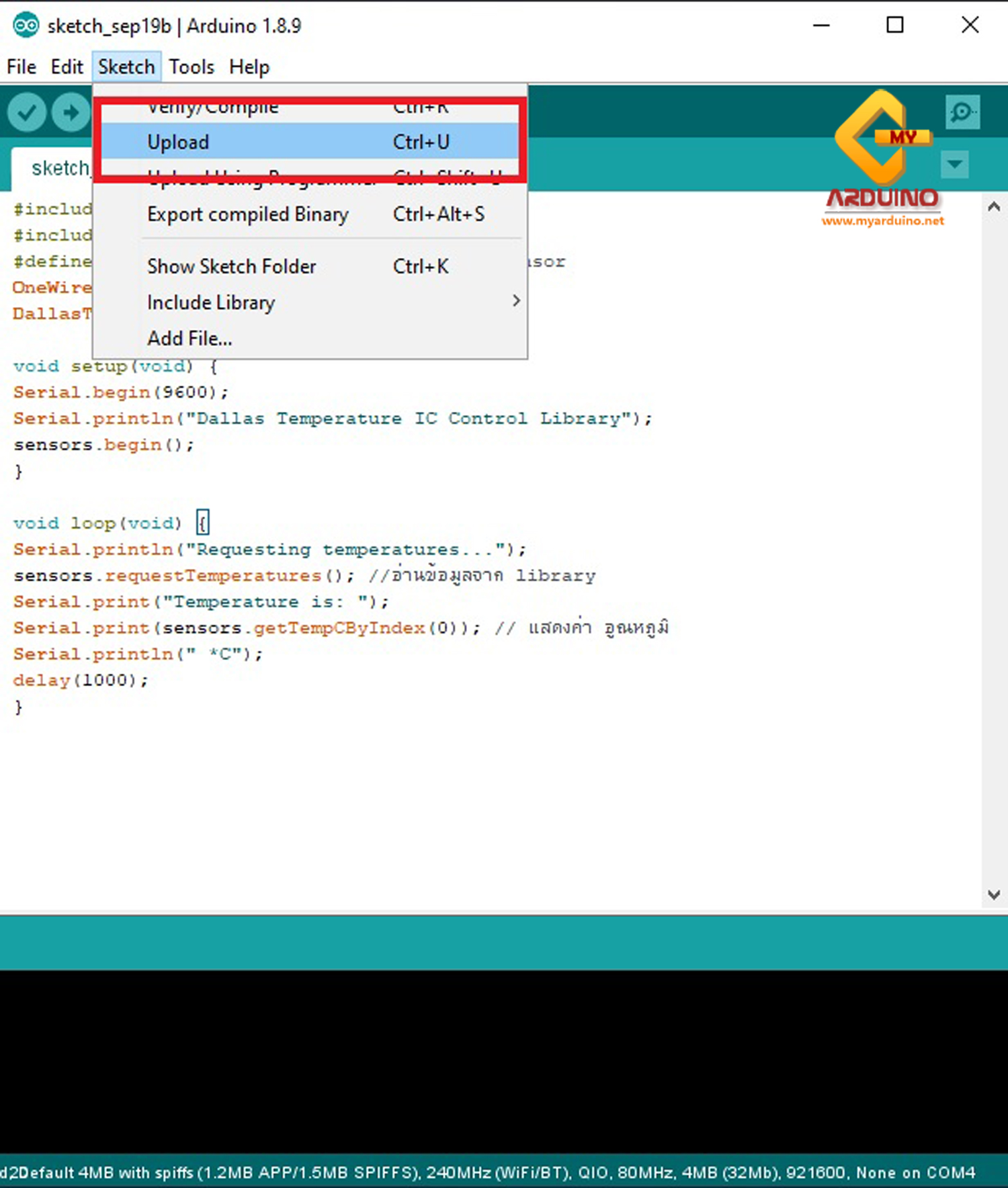 สอนใช้งาน ESP32 DS18B20 Full Waterproof Temperature Sensor เซ็นเซอร์วัด ...