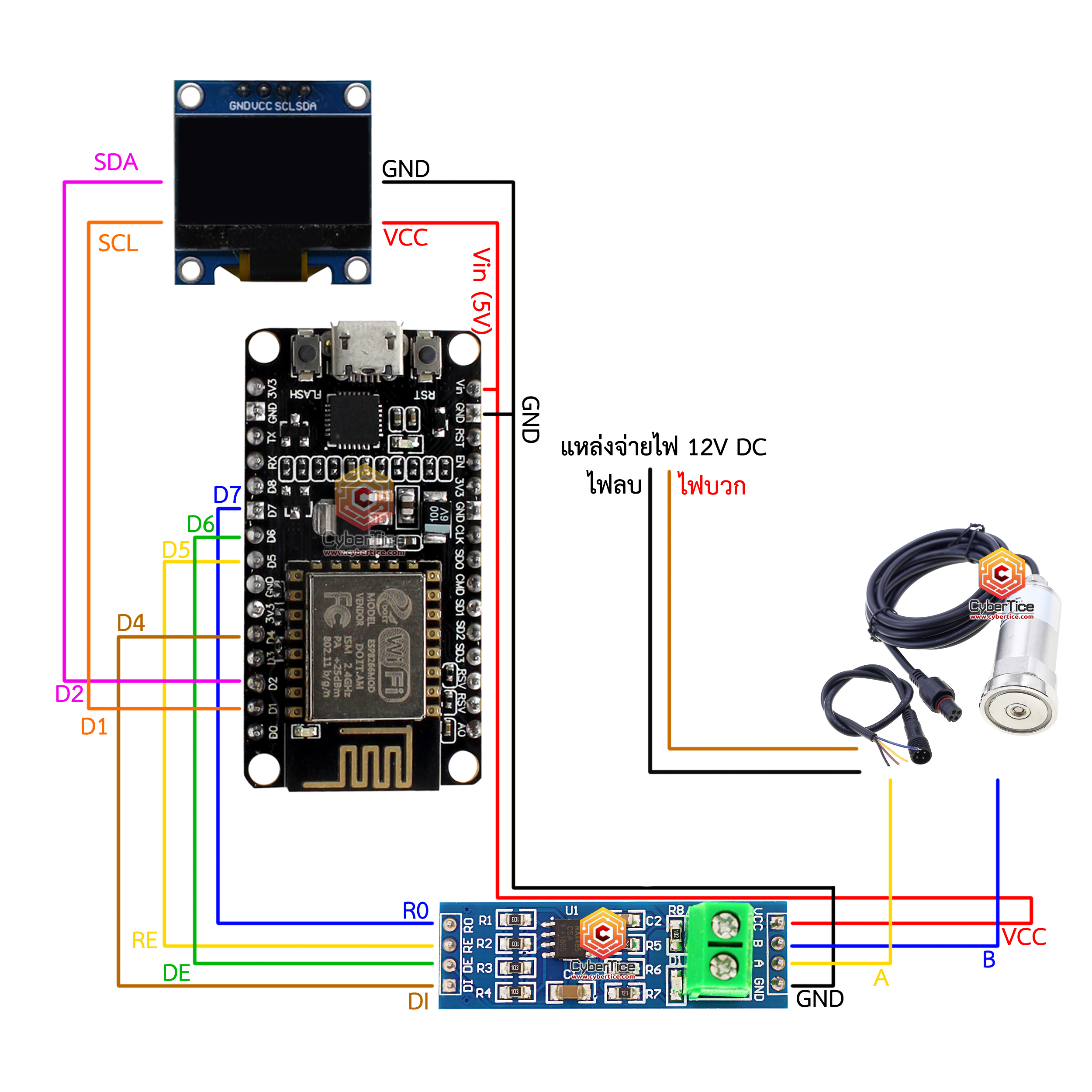 สอนใช้งาน ESP8266 เซ็นเซอร์วัดการสั่นสะเทือนความแม่นยำสูง หัวดูดแม่เหล็ก RS485 วัดค่า 10-1600Hz ...
