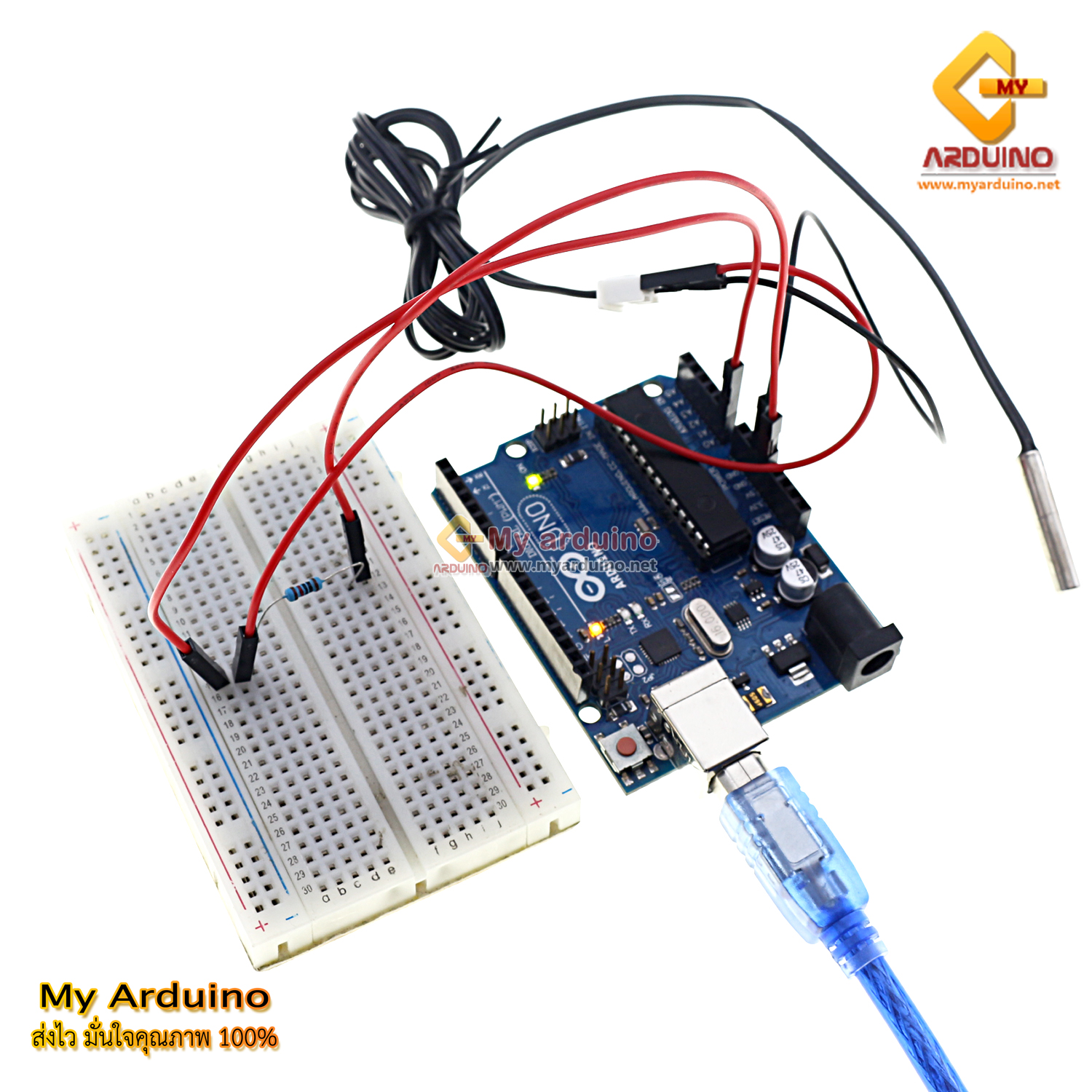 สอนใช้งาน Arduino Analog Thermistor Temperature Sensor Waterproof NTC ...