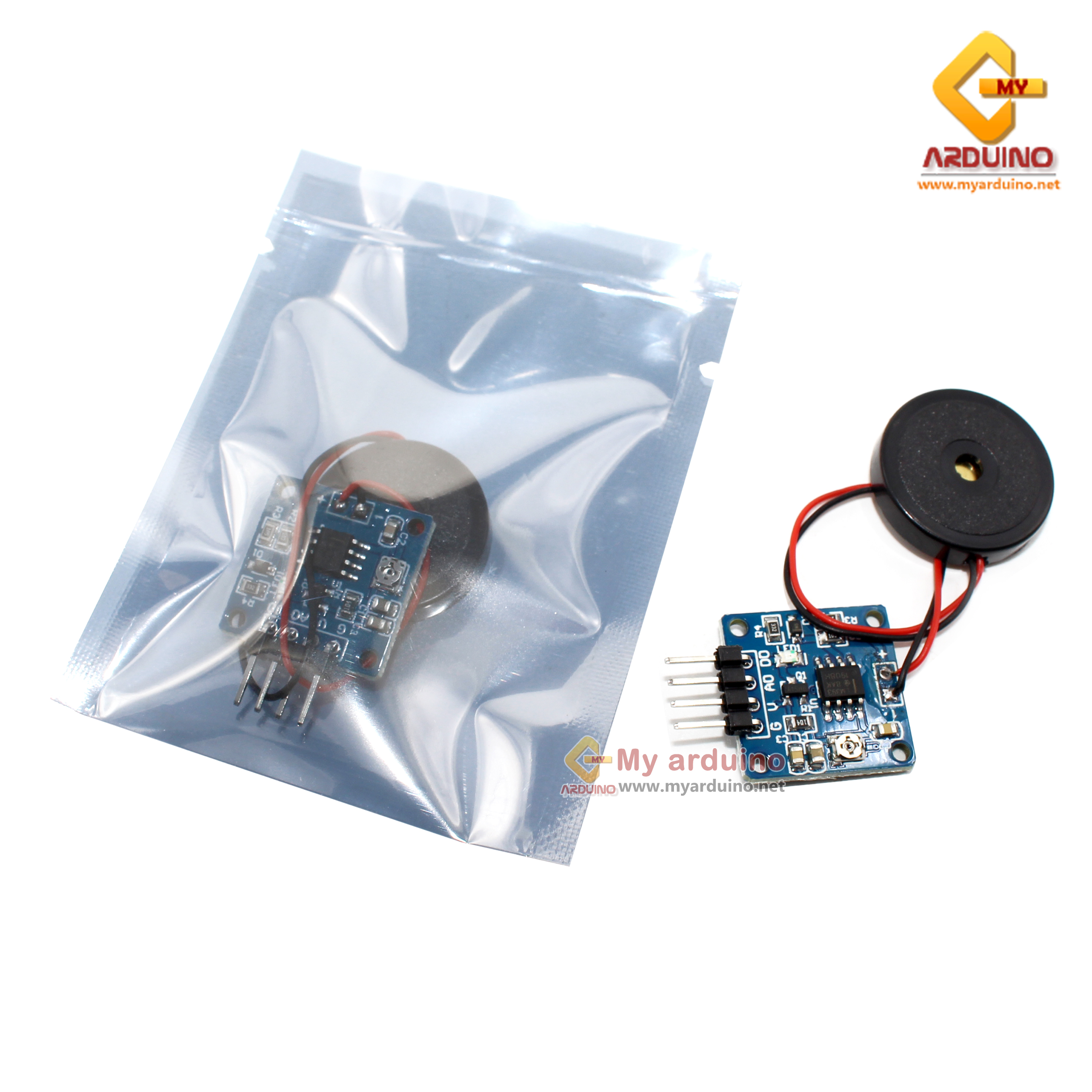 เซ็นเซอร์ตรวจจับความสั่น Vibration Sensor Piezoelectric Piece Knocking Vibration Switch Module