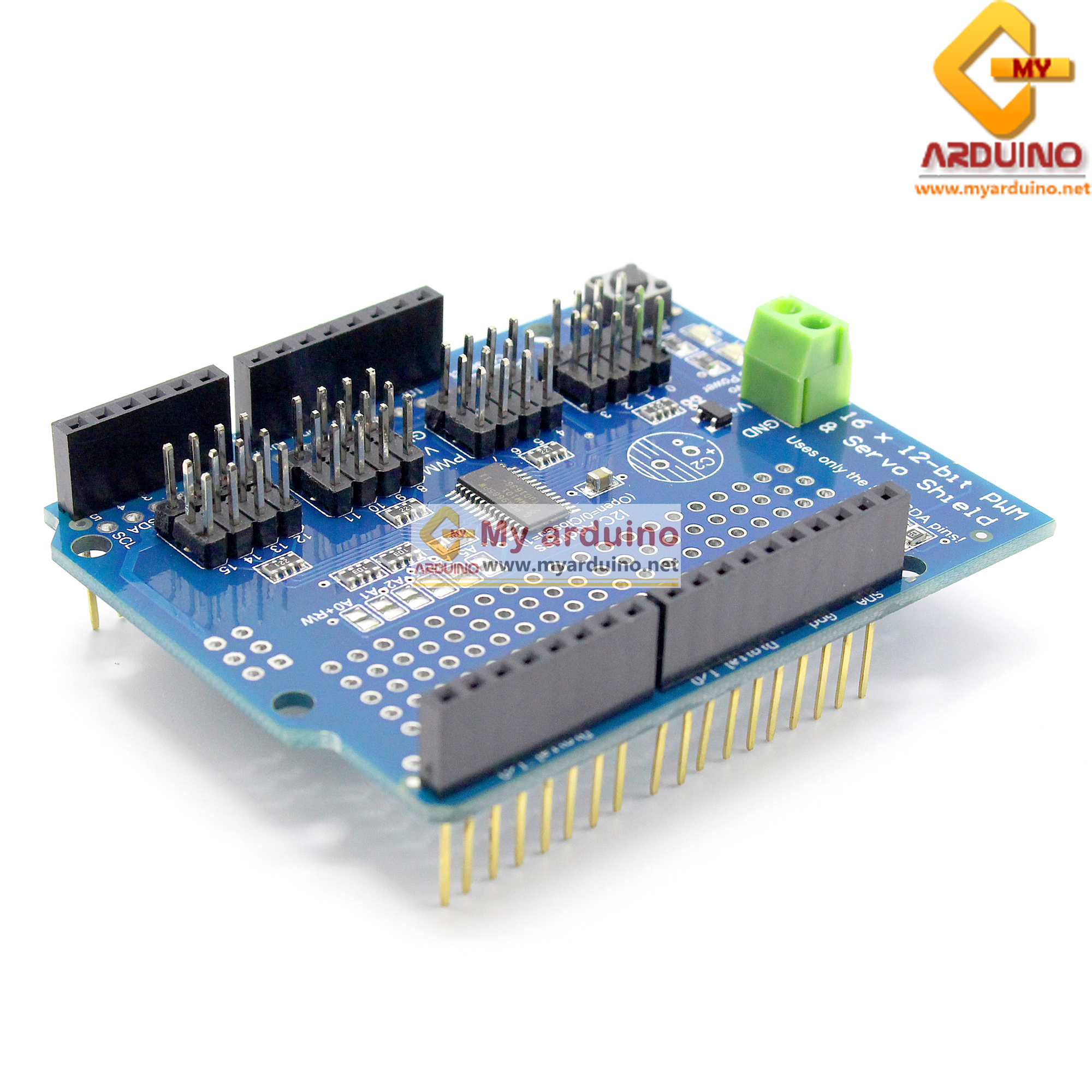 Servo Shield Arduino 16-Channel 12-bit PWM/Servo Shield บอร์ด Shield สำหรับขับ Servo 16 ช่อง ...