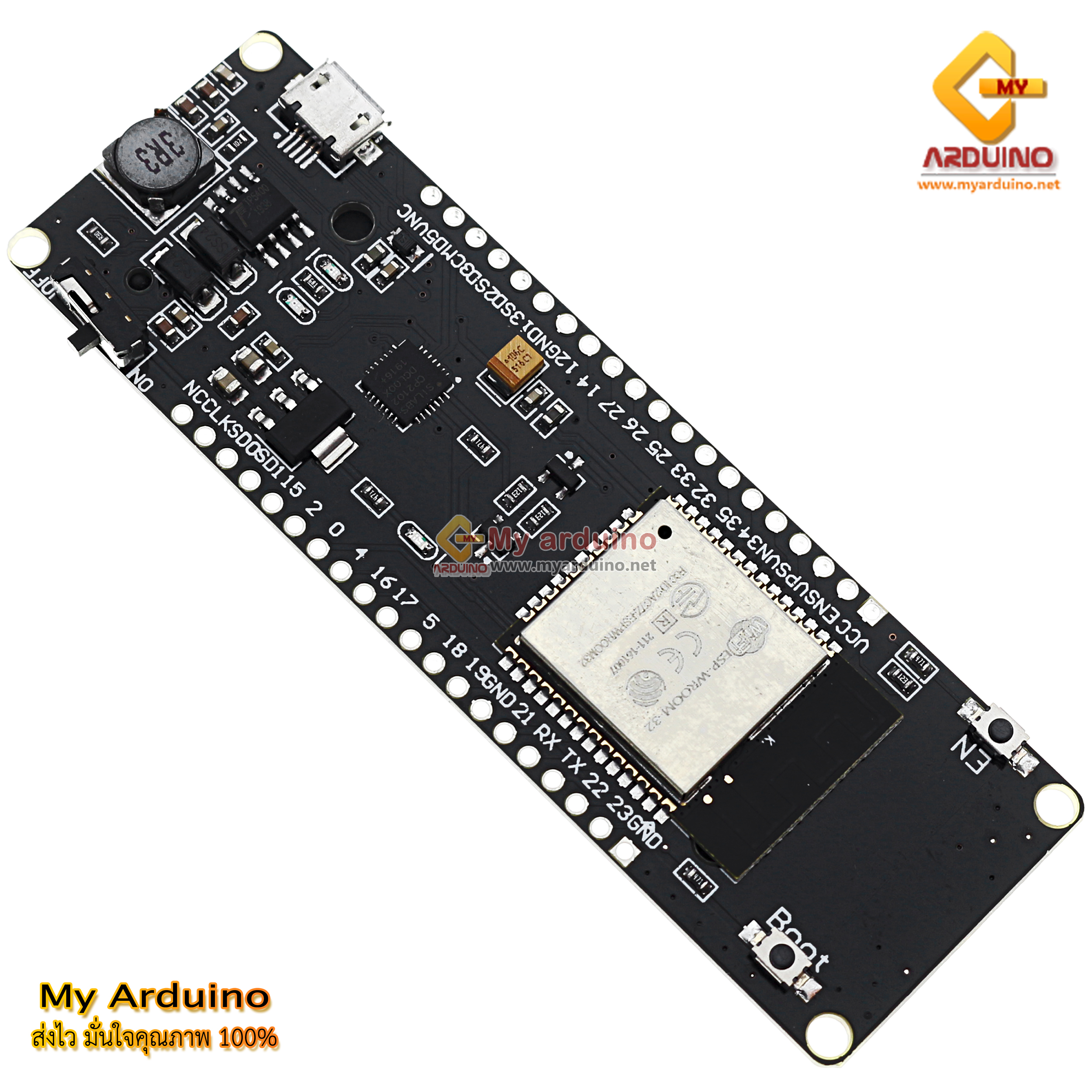 WeMos ESP32 ESP-WROOM-32 + 18650 Battery Socket บอร์ด ESP32 พร้อมวงจรชาร์จแบตในตัว - ขาย Arduino ...