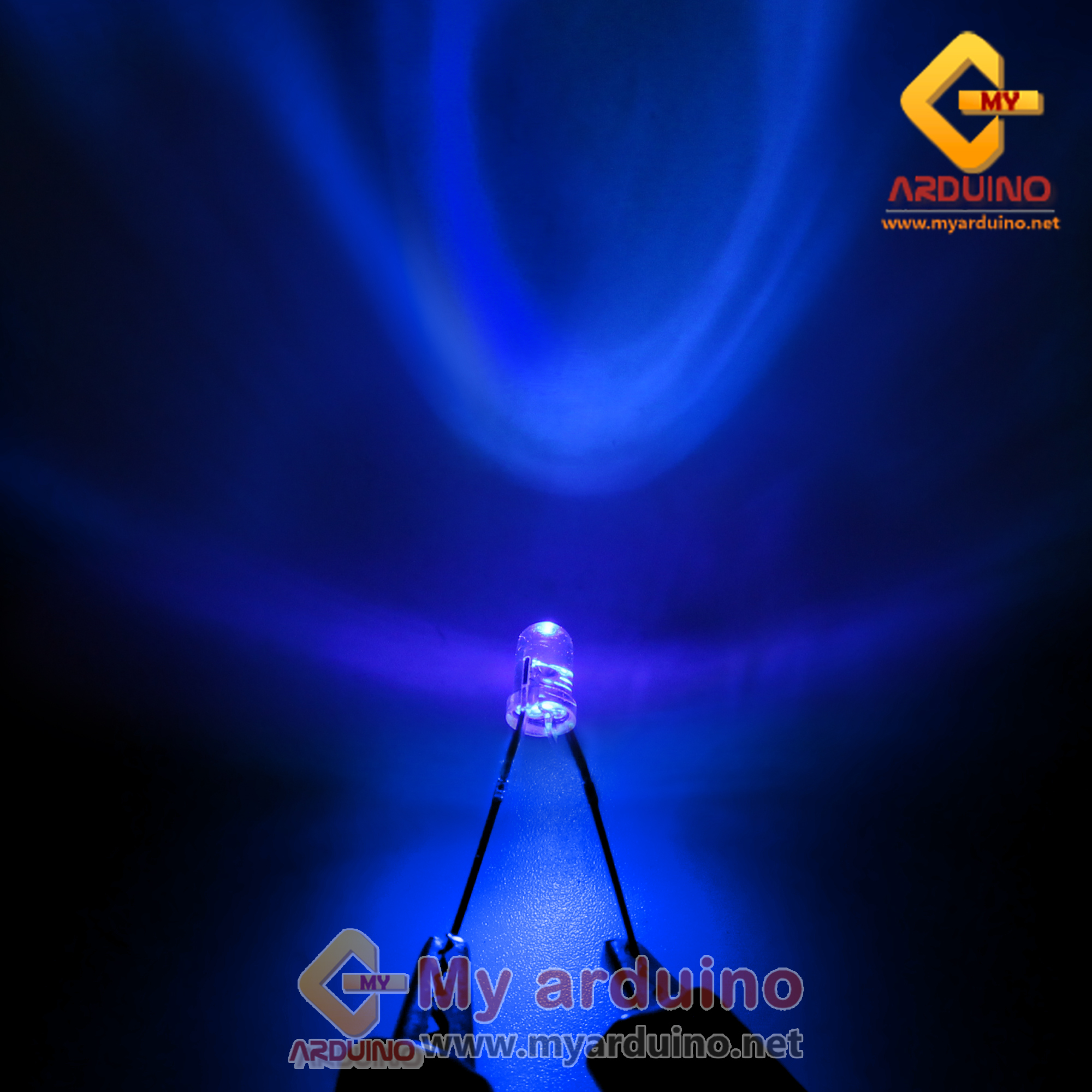 หลอดไฟ Led 3mm หลอดใส สีน้ำเงิน จำนวน 5 ดวง ขาย Arduino อุปกรณ์ Arduino คุณภาพดี ราคาถูก ส่งไว