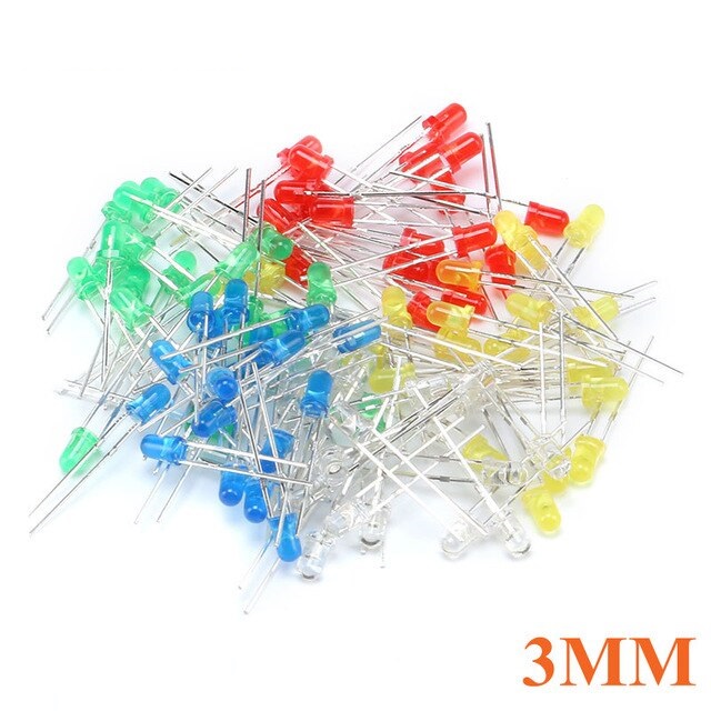 หลอดไฟ Led 3mm จำนวน 100 ดวง 5 สี อย่างละ 20 ดวง ขาย Arduino อุปกรณ์ Arduino คุณภาพดี ราคาถูก