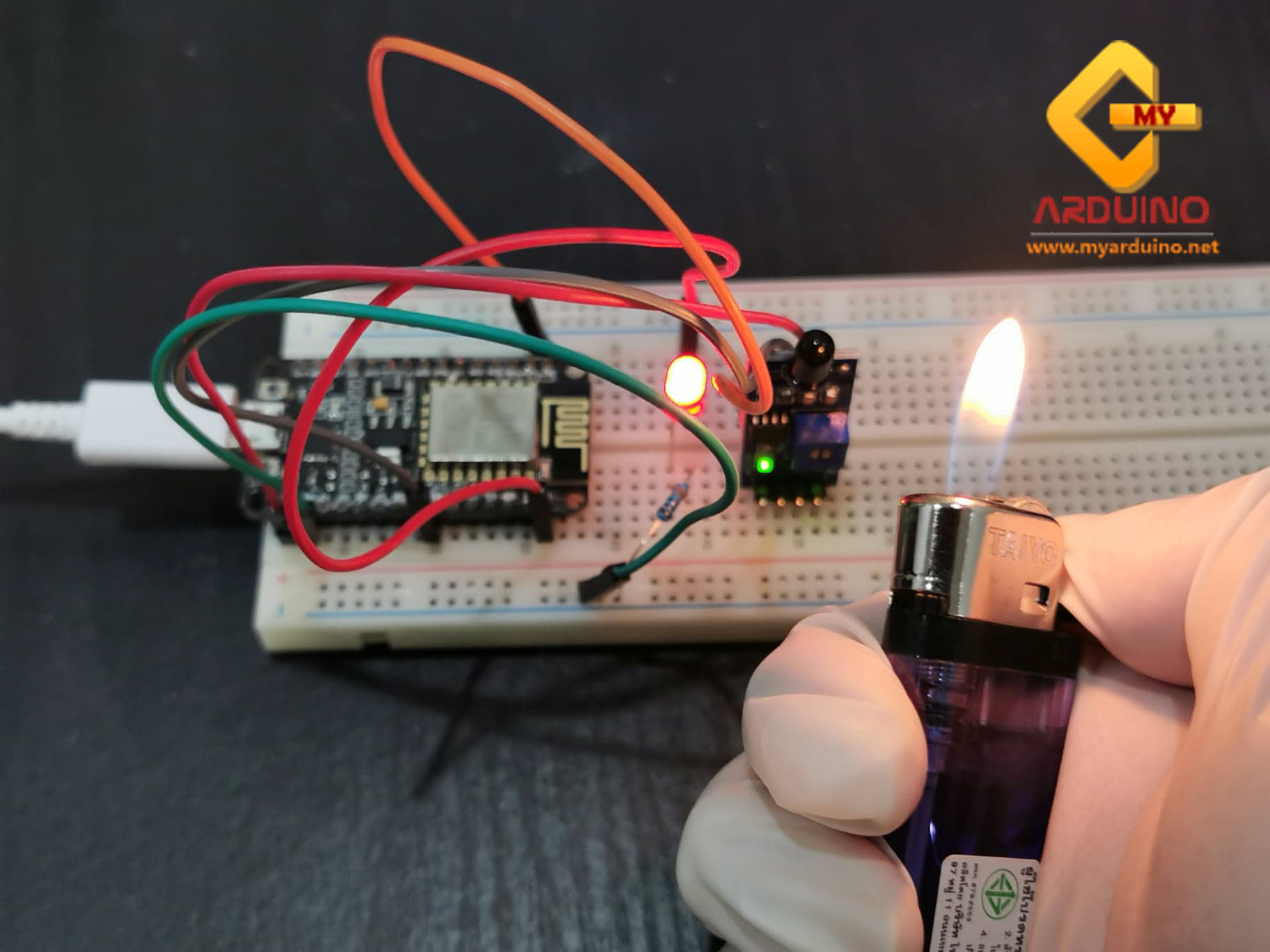 สอนใช้งาน NodeMCU ESP8266 เซ็นเซอร์ตรวจจับเปลวไฟ Infrared IR Flame Detector Sensor Module - ขาย ...