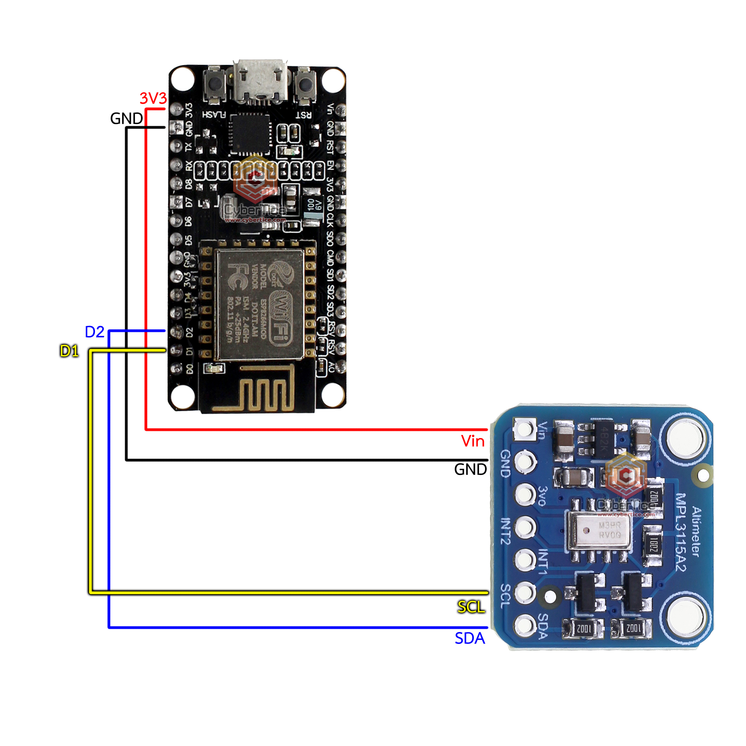 สอนใช้งาน ESP8266 MPL3115A2 MCU-3115 Pneumatic Pressure Altitude Intelligent Temperature Sensor ...