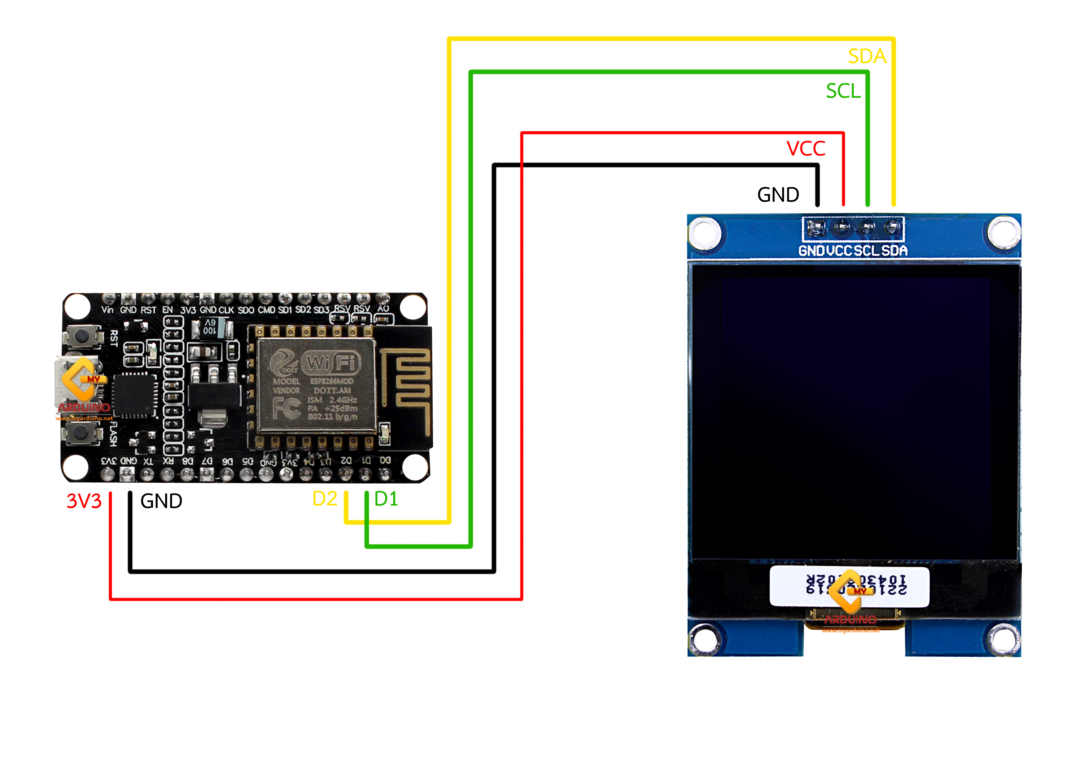 สอนใช้งาน ESP8266 จอแสดงผล OLED SSD1327 128x128 แบบ I2C ขนาด1.5” นิ้ว - ขาย Arduino อุปกรณ์ ...