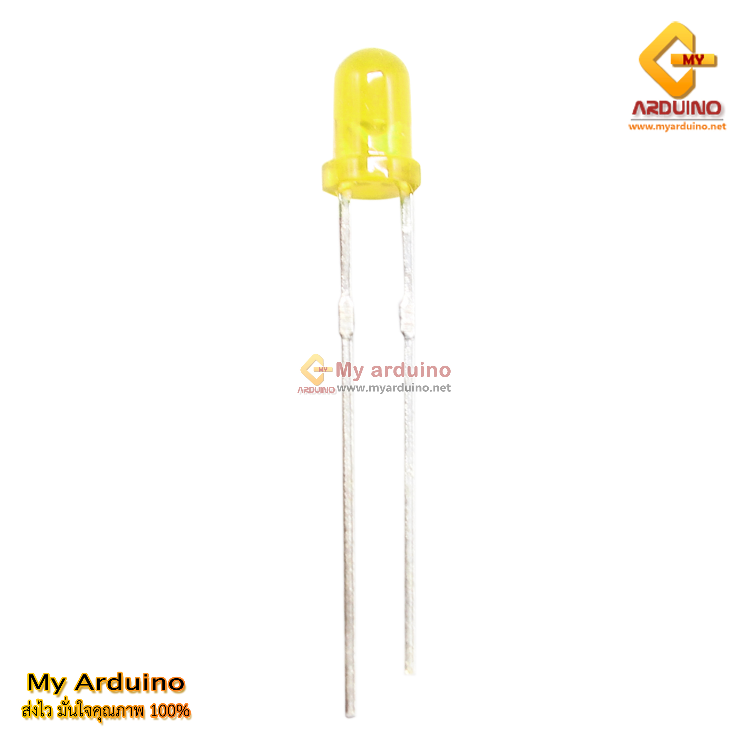 หลอดไฟ Led 3mm สีเหลือง จำนวน 5 ดวง ขาย Arduino อุปกรณ์ Arduino