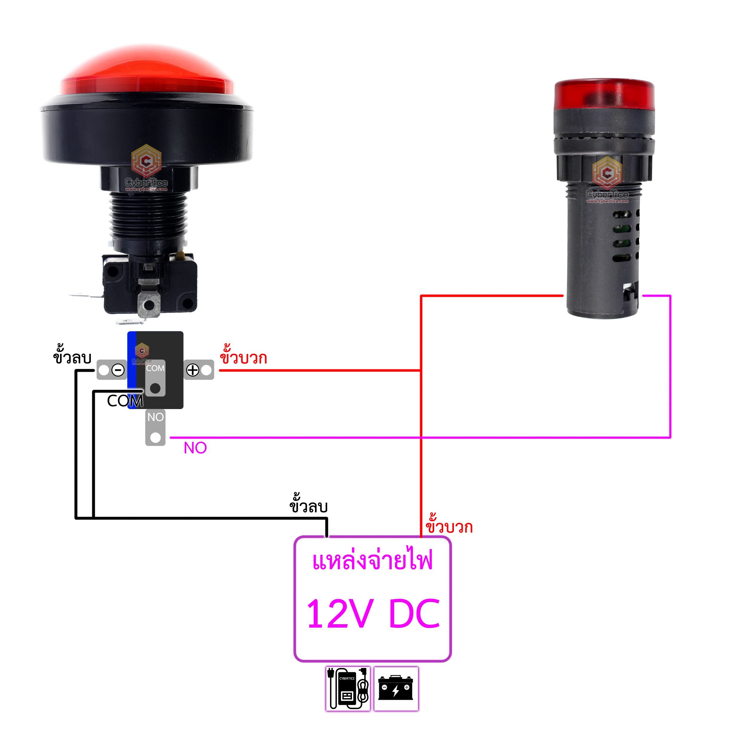 สวิทช์ปุ่มกดเกม กดติดปล่อยดับ มีไฟ หัวนูน ขนาด 60mm สีน้ำเงิน ขาย Arduino อุปกรณ์ Arduino