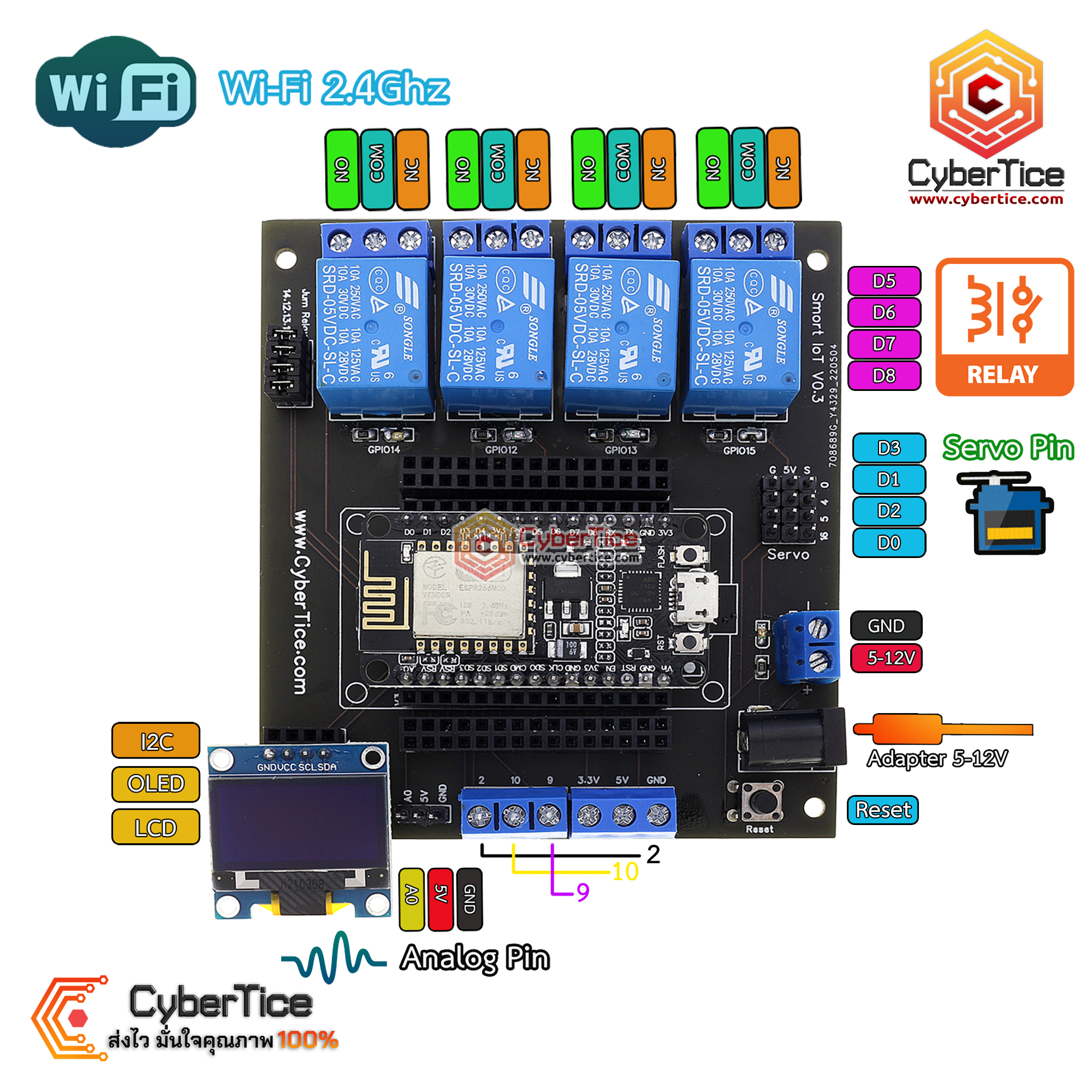 Nodemcu Esp8266 Smart Iot บอร์ดขยาย Nodemcu V2 V3 Shield Relay 4ch Wi Fi App Blynk ขาย Arduino