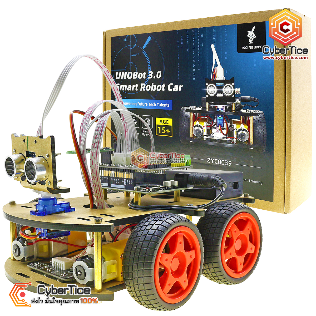 ชุดรถหุ่นยนต์เดินตามเส้นหลบหลีกสิ่งกีดขวาง ควบคุมผ่านมือถือ ZYC0039 4WD Uno R3 smart robot ...