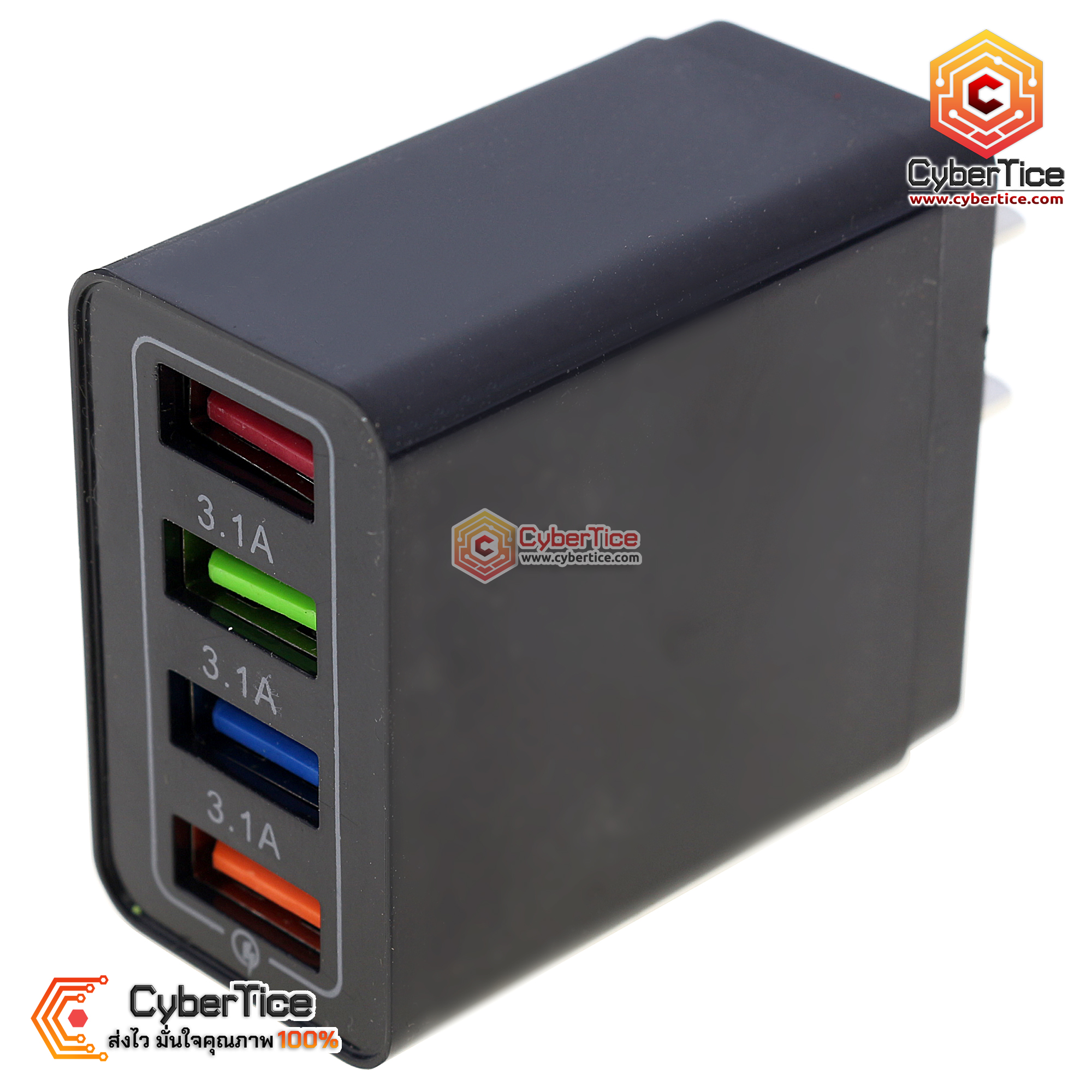 Adapter Usb Charger สีดำ 4ช่อง 5v 3a สำหรับ Arduino Nodemcu Esp8266 Esp32 โทรศัพท์มือถือ รองรับ