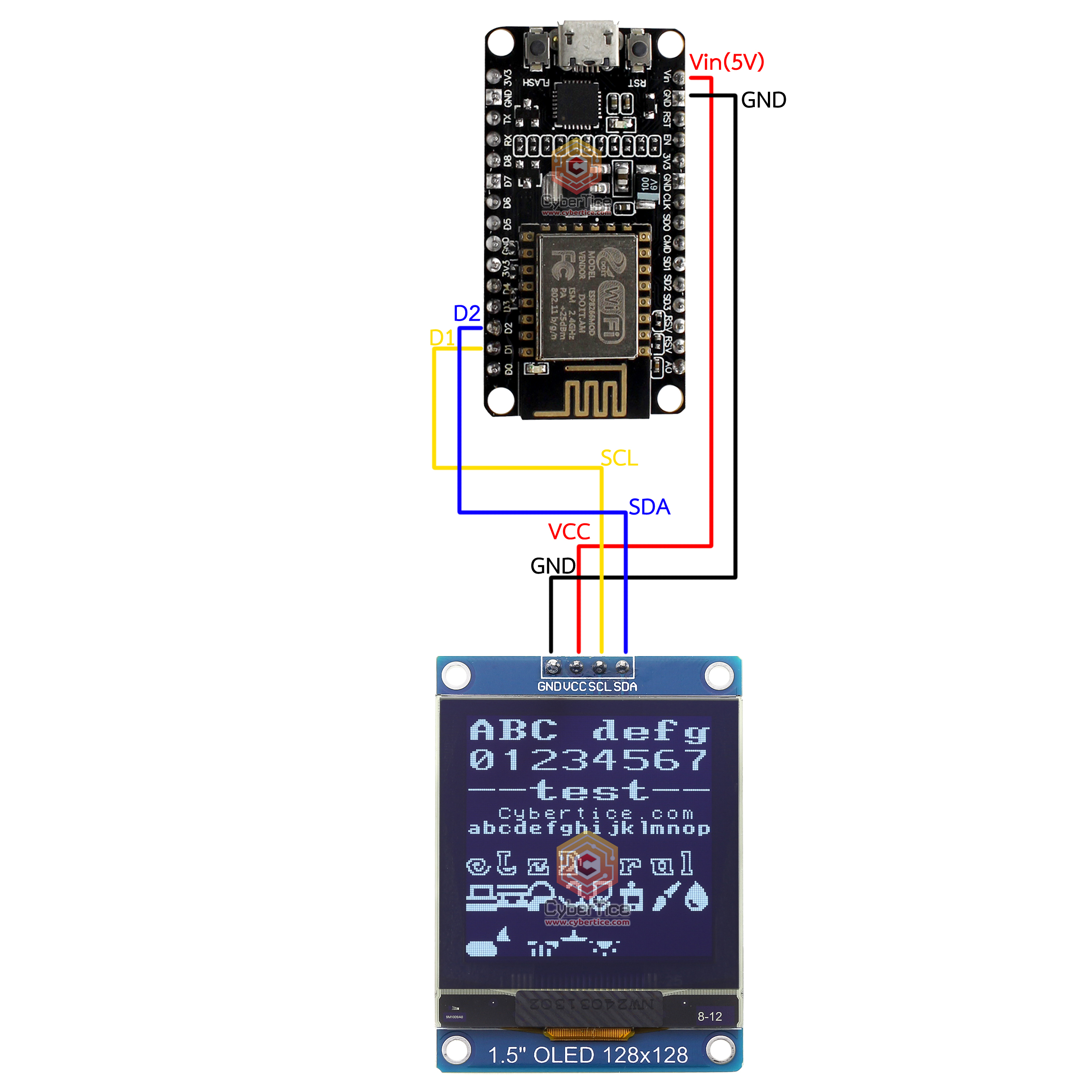 สอนใช้งาน ESP8266 จอแสดงผล OLED SH1107 128x128 แบบ I2C ขนาด 1.5นิ้ว - ขาย Arduino อุปกรณ์ ...