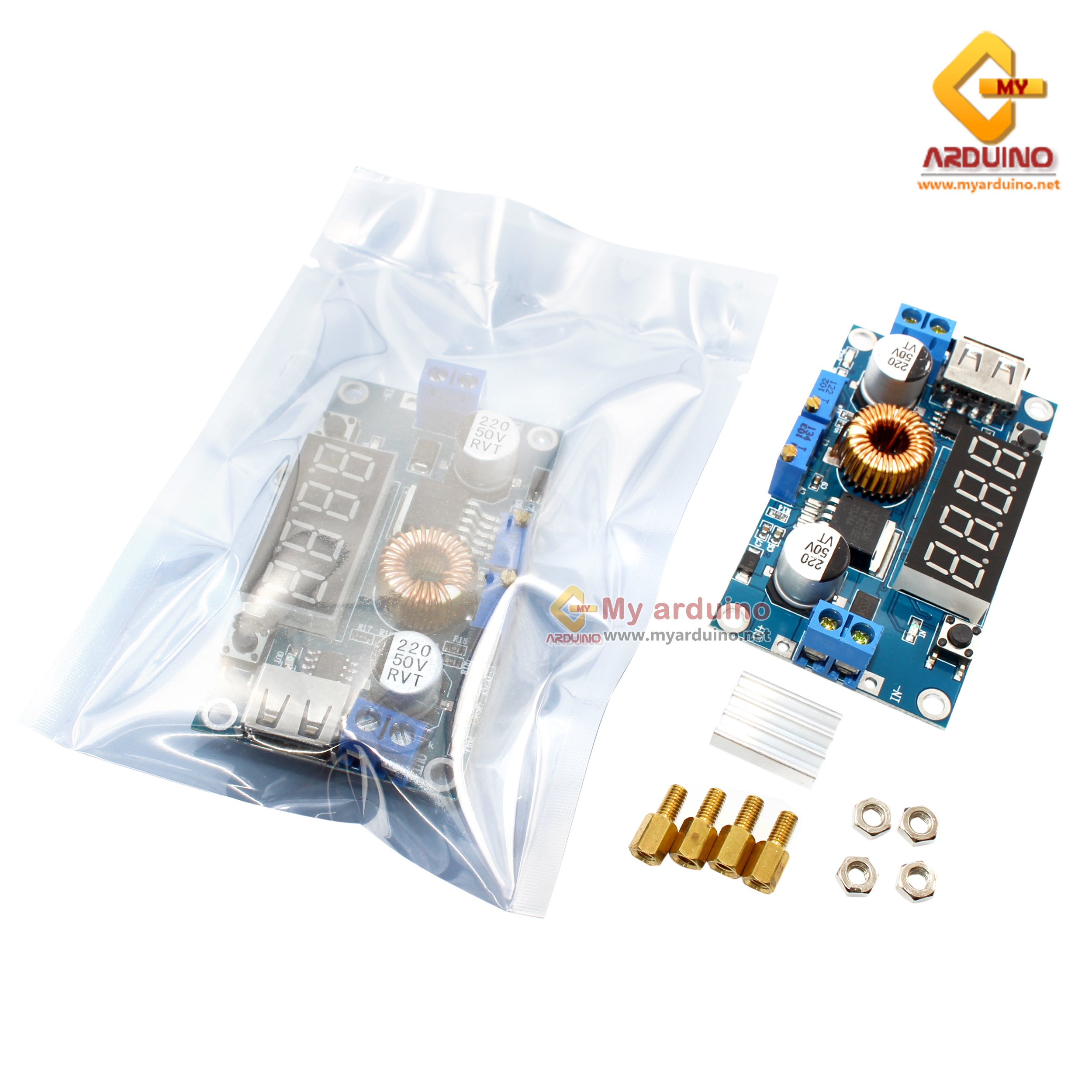 XL4015 DC-DC Step Down Converter 5-36V to 1.25-32V 5A Buck Voltage USB ...