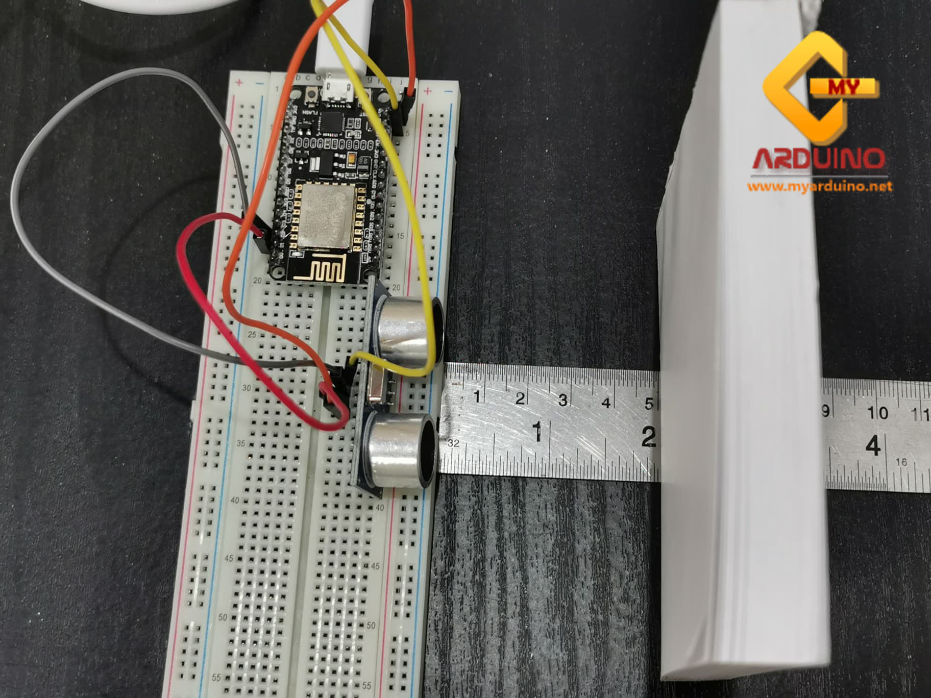 สอนใช้งาน NodeMCU ESP8266 วัดระยะทางด้วย เซ็นเซอร์วัดระยะทาง Ultrasonic Module HC-SR04 - ขาย ...