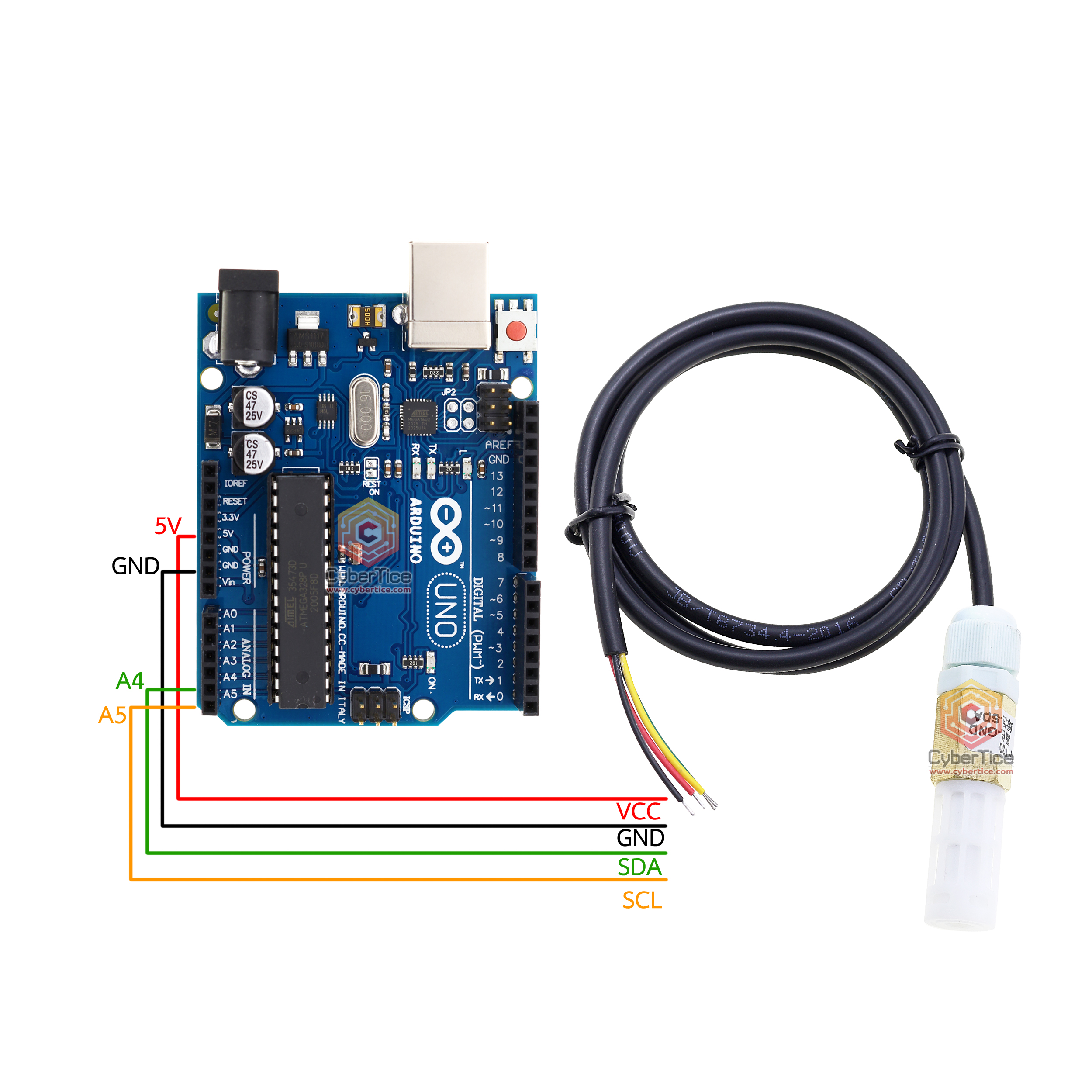 SHT30 เซ็นเซอร์วัดอุณหภูมิและความชื้นกันน้ำ ในดินและอากาศ PE Waterproof Particle Sintered ...