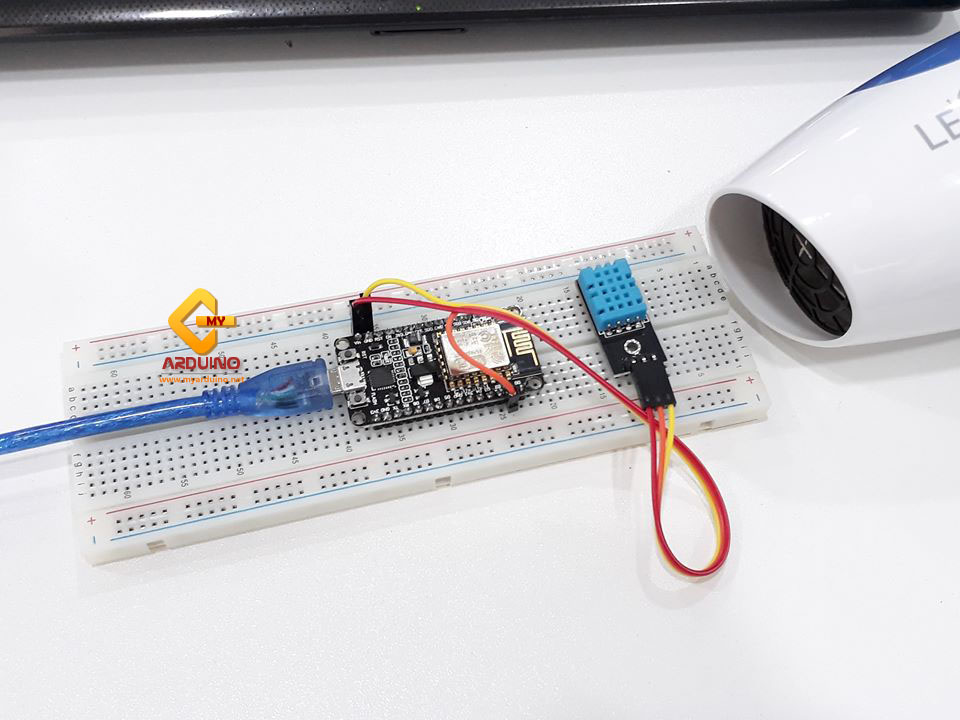สอนใช้งาน Nodemcu Esp8266 เชื่อมต่อ Dht11 เซ็นเซอร์วัดอุณหภูมิและความชื้น แสดงค่าผ่าน Wifi Web