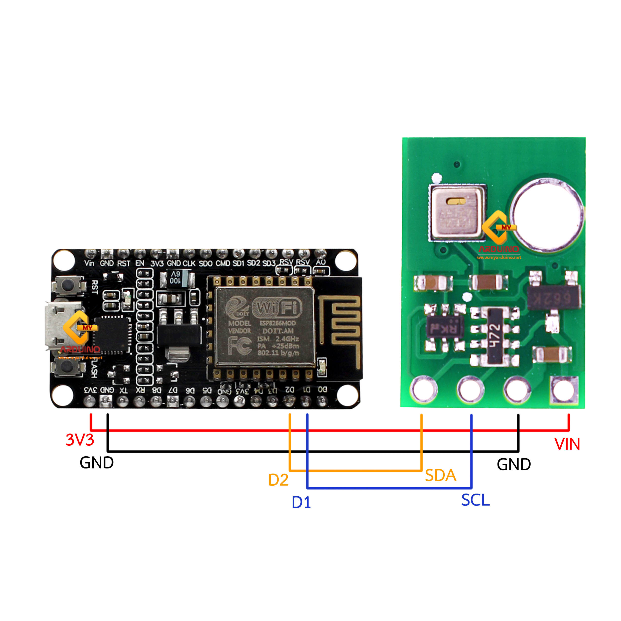 สอนใช้งาน ESP8266 AHT20 I2C เซ็นเซอร์วัดอุณภูมิและความชื้น temperature and humidity sensor ...