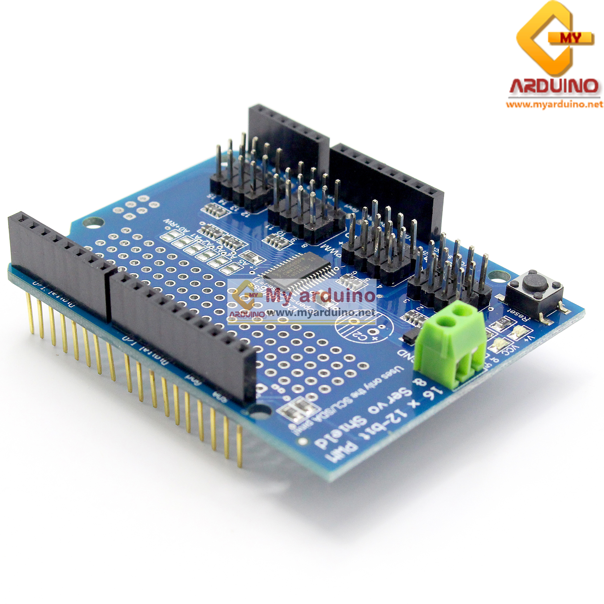 Servo Shield Arduino 16-Channel 12-bit PWM/Servo Shield บอร์ด Shield สำหรับขับ Servo 16 ช่อง ...