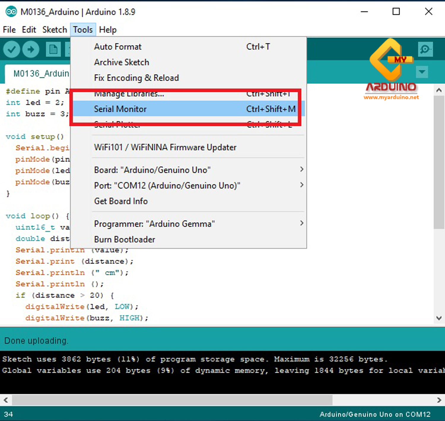 สอนใช้งาน Arduino GP2Y0A02 Infrared Sensor เซ็นเซอร์วัดระยะทาง 20cm - 150cm - ขาย Arduino ...
