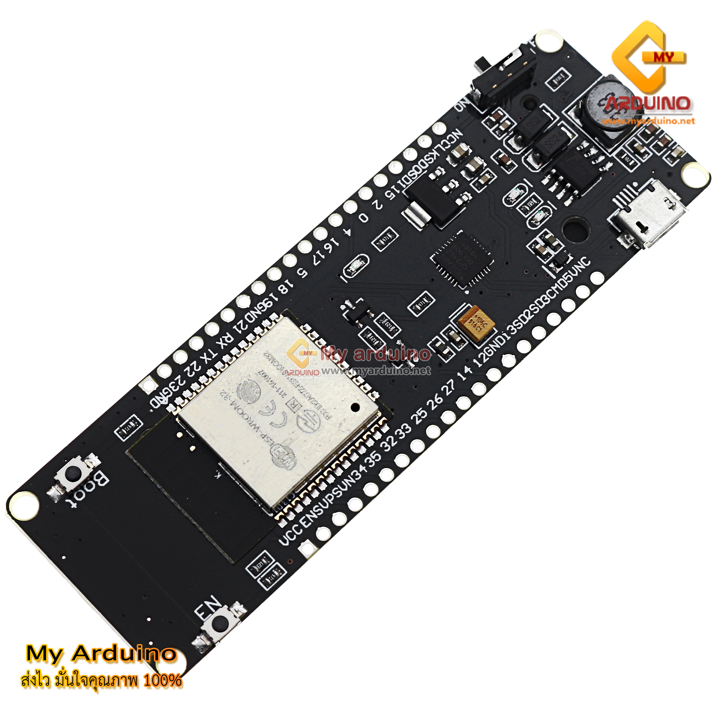 WeMos ESP32 ESP-WROOM-32 + 18650 Battery Socket บอร์ด ESP32 พร้อมวงจรชาร์จแบตในตัว - ขาย Arduino ...