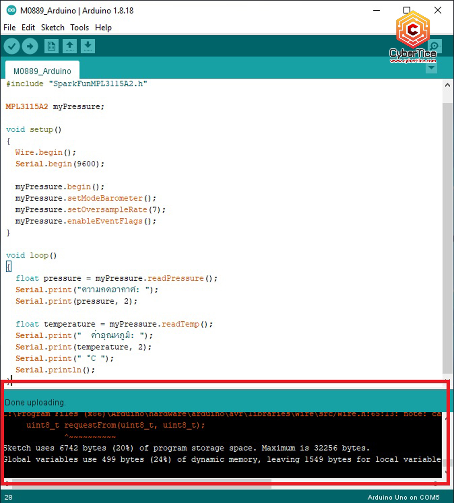 สอนใช้งาน Arduino MPL3115A2 MCU-3115 เซ็นเซอร์วัดอุณหภูมิ ความกดอากาศ ...