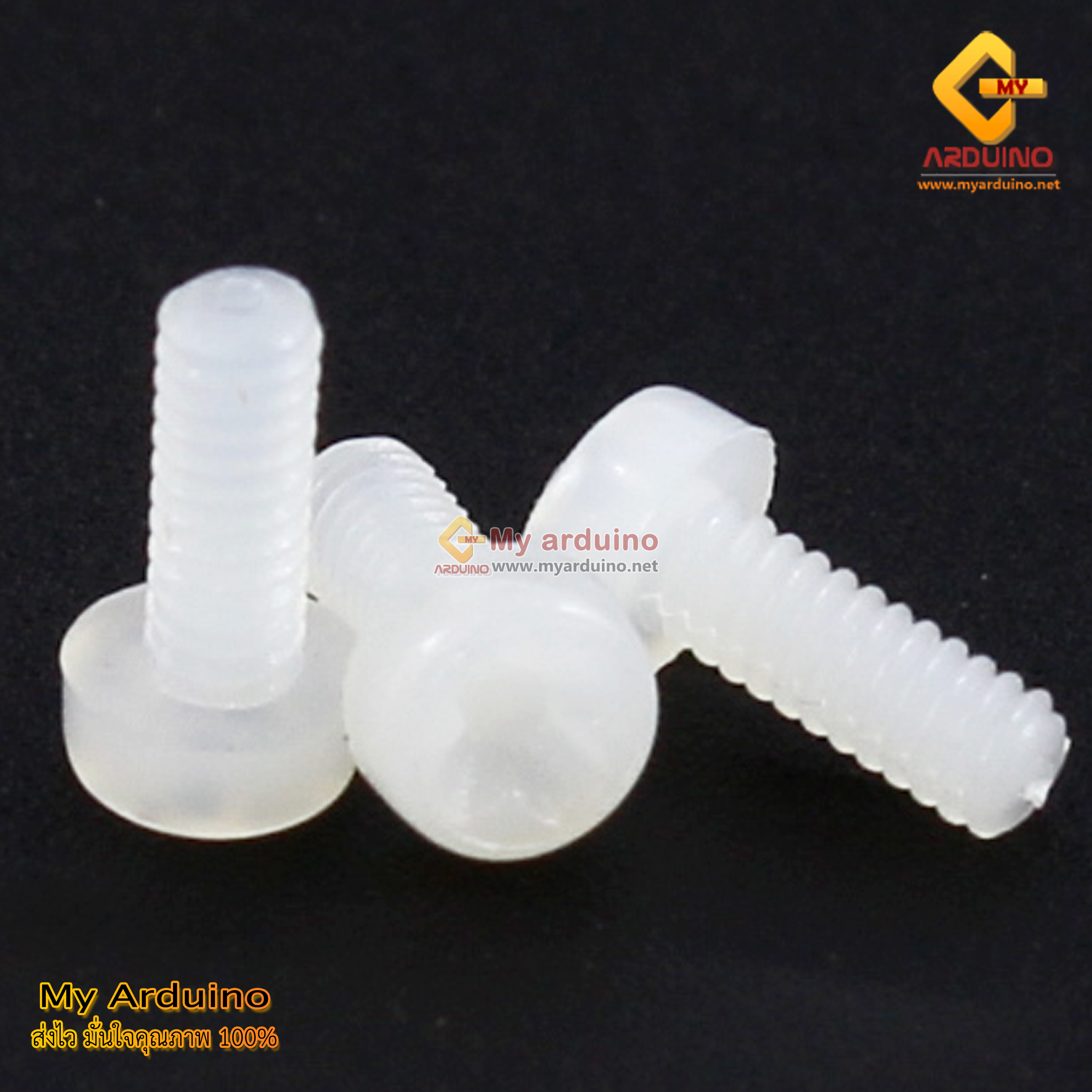 น็อตสกรูพลาสติกไนลอนหัวกลมแฉก Screw Nut Nylon M2 5mm จำนวน 5 ชิ้น ขาย